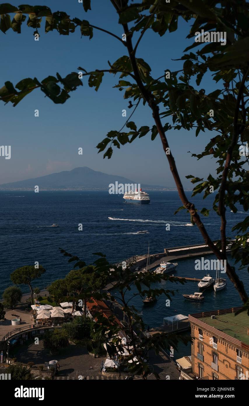 A view of the Bay of Naples with the Fred Olsen cruise liner Bolette ...