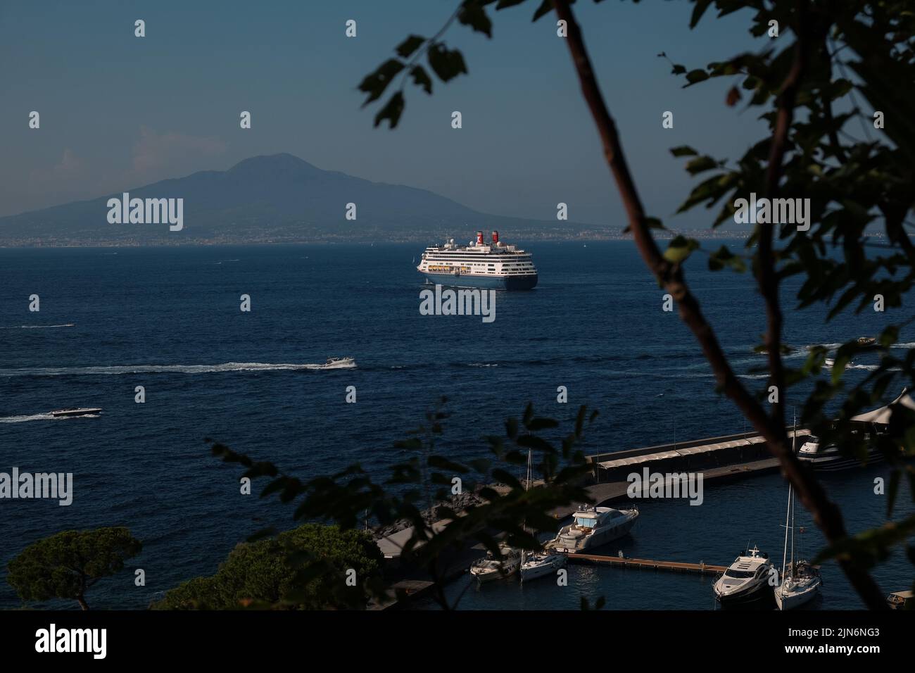 A view of the Bay of Naples with the Fred Olsen cruise liner Bolette ...