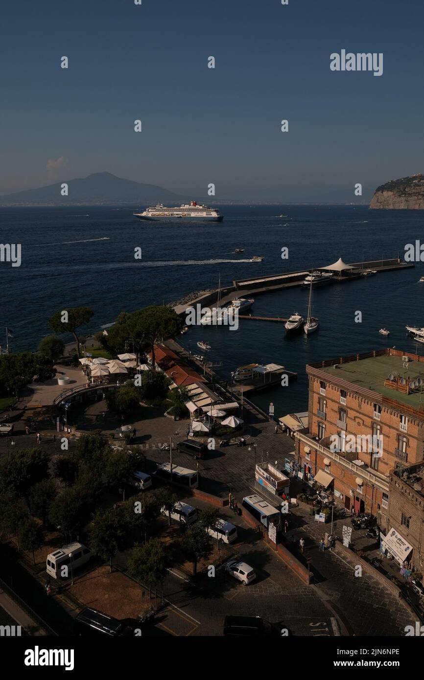 A view of the Bay of Naples with the Fred Olsen cruise liner Bolette ...