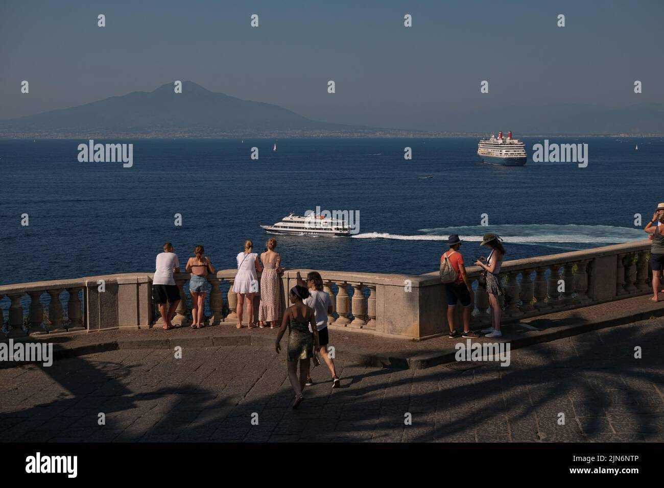 A view of the Bay of Naples with the Fred Olsen cruise liner Bolette ...
