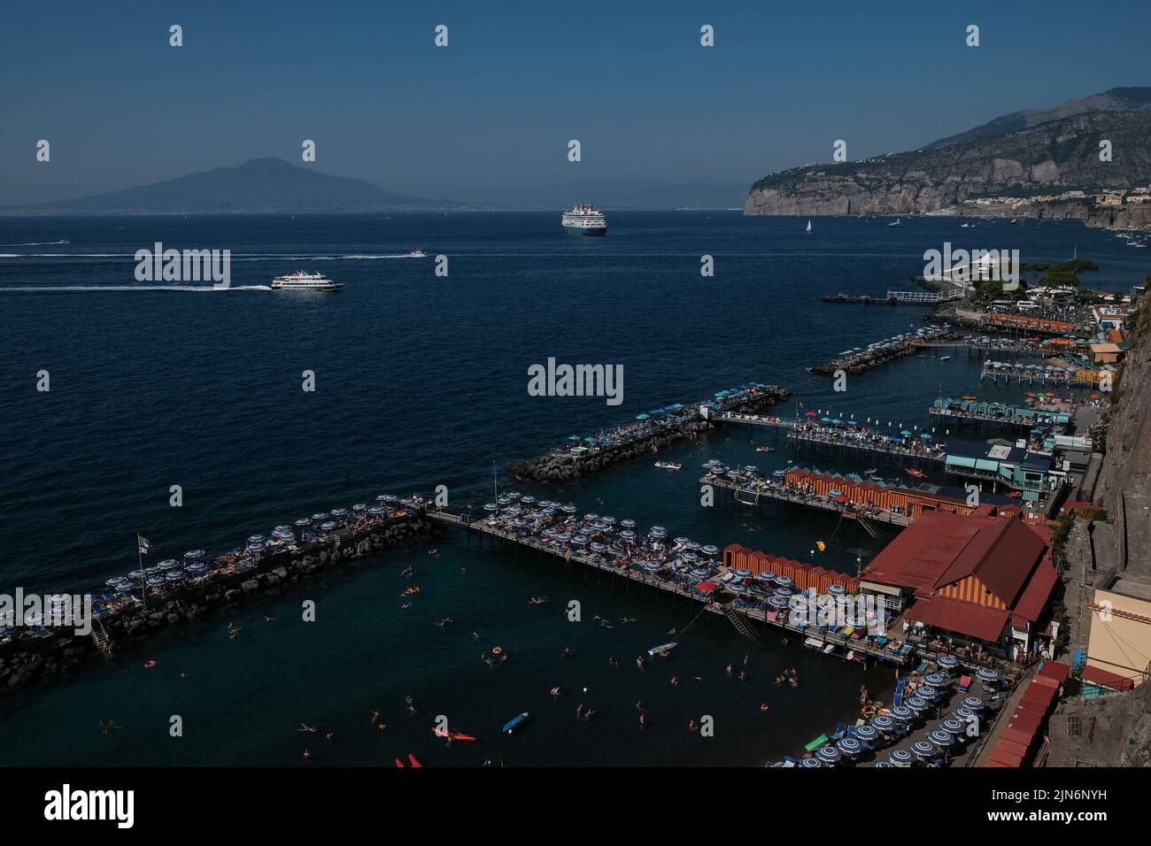 A view of the Bay of Naples with the Fred Olsen cruise liner Bolette ...
