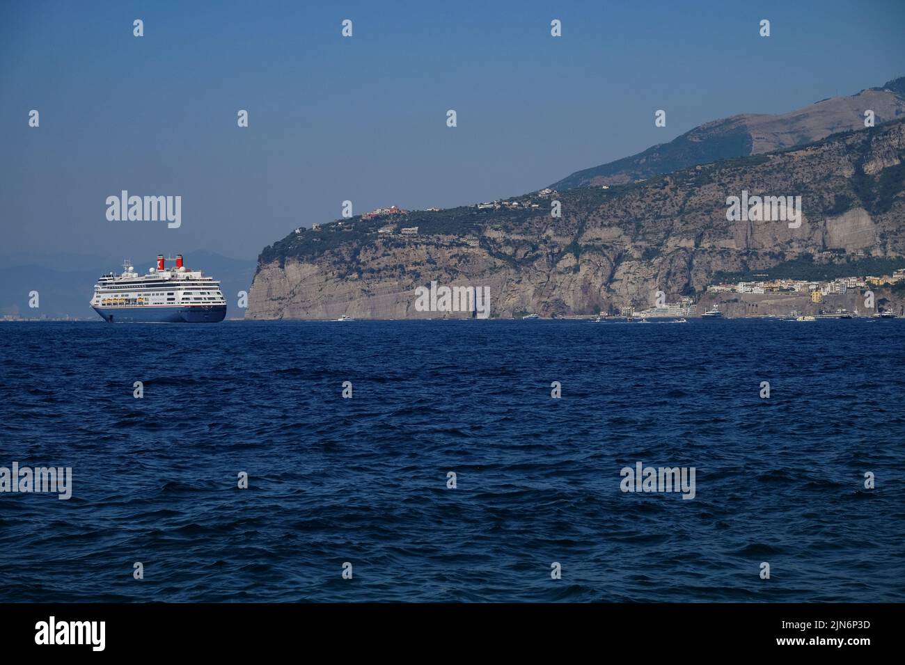 A view of the Bay of Naples with the Fred Olsen cruise liner Bolette ...