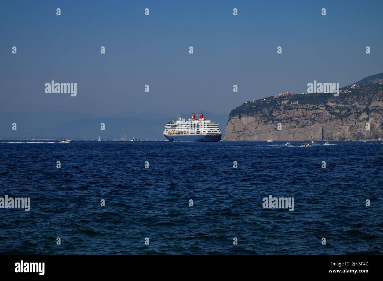 A view of the Bay of Naples with the Fred Olsen cruise liner Bolette ...