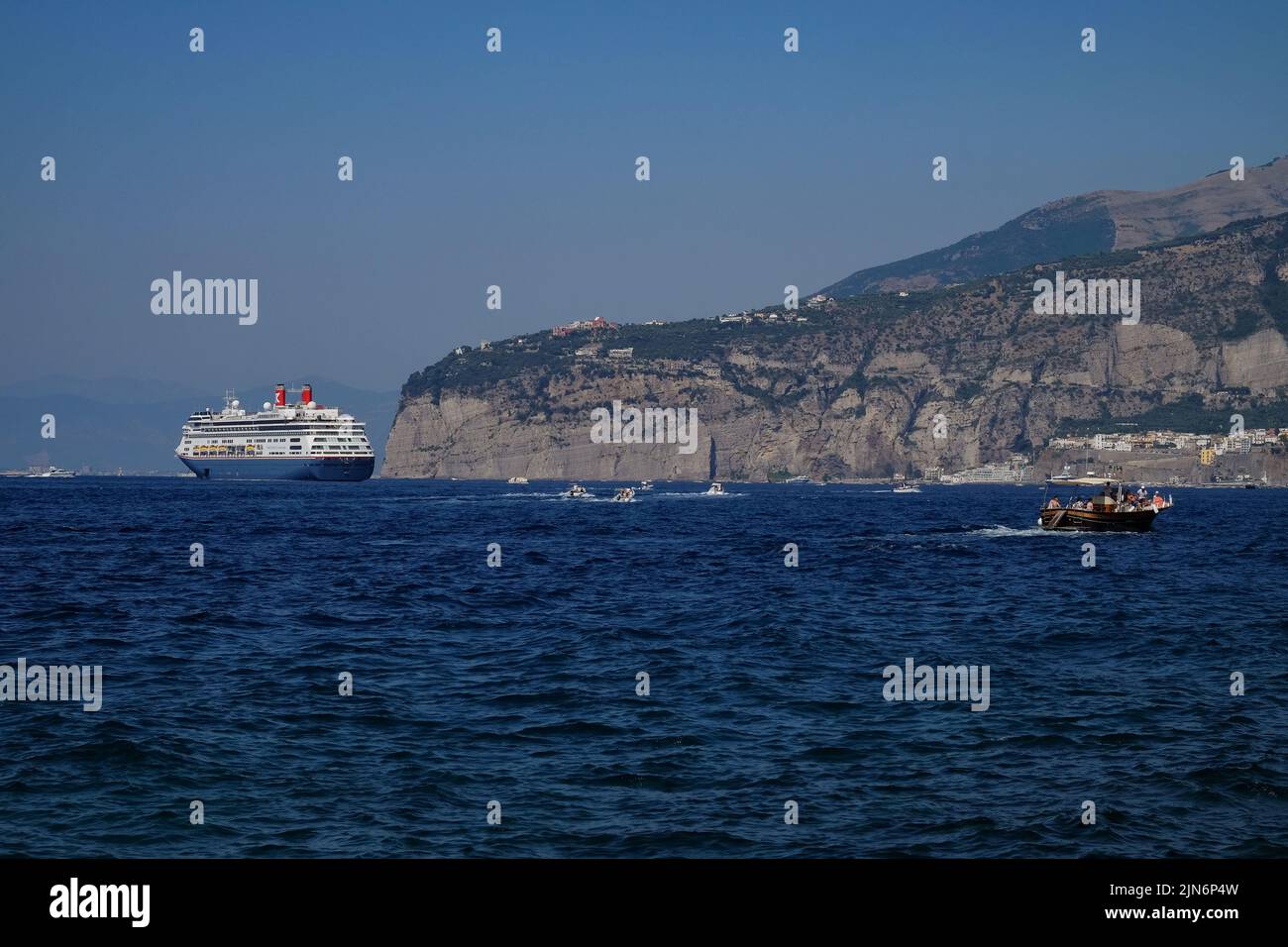 A view of the Bay of Naples with the Fred Olsen cruise liner Bolette ...