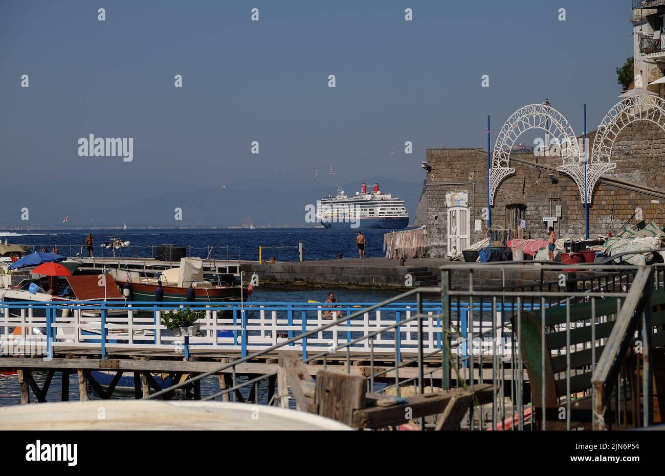 A view of the Bay of Naples with the Fred Olsen cruise liner Bolette ...