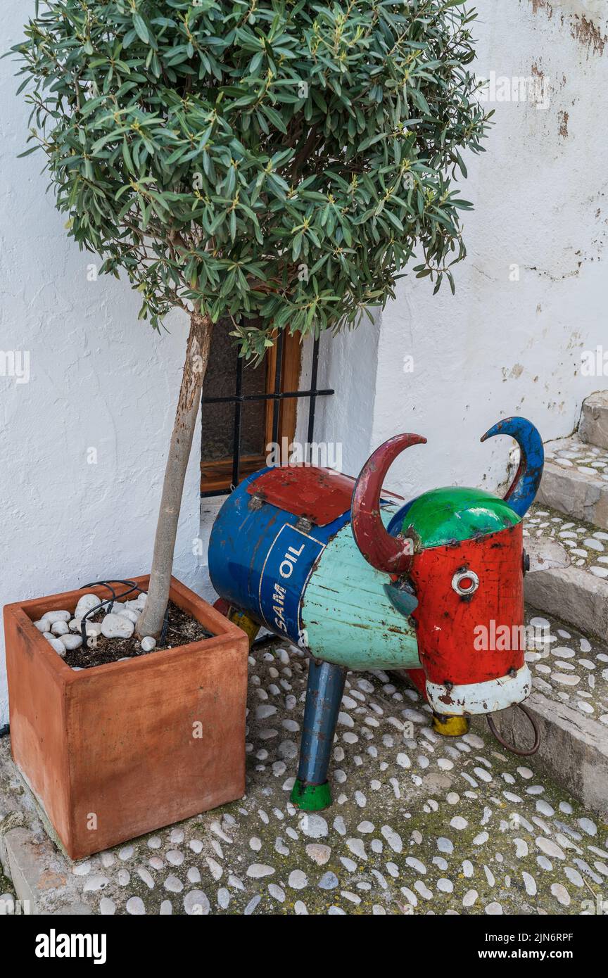 Animal metal sculpture in Altea old town, Alicante, Spain Stock Photo ...