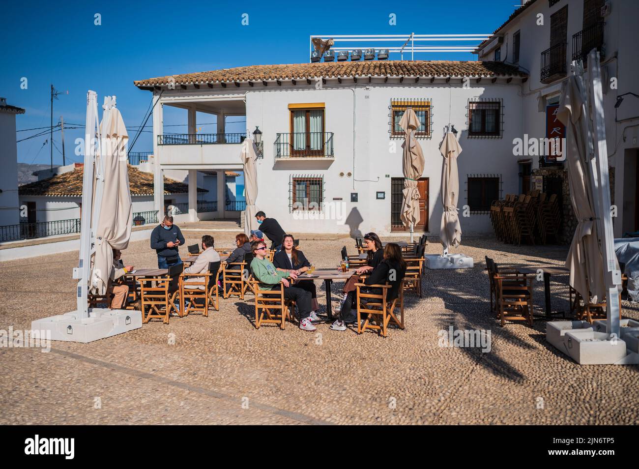 Church square in Altea old town, Alicante, Spain Stock Photo - Alamy