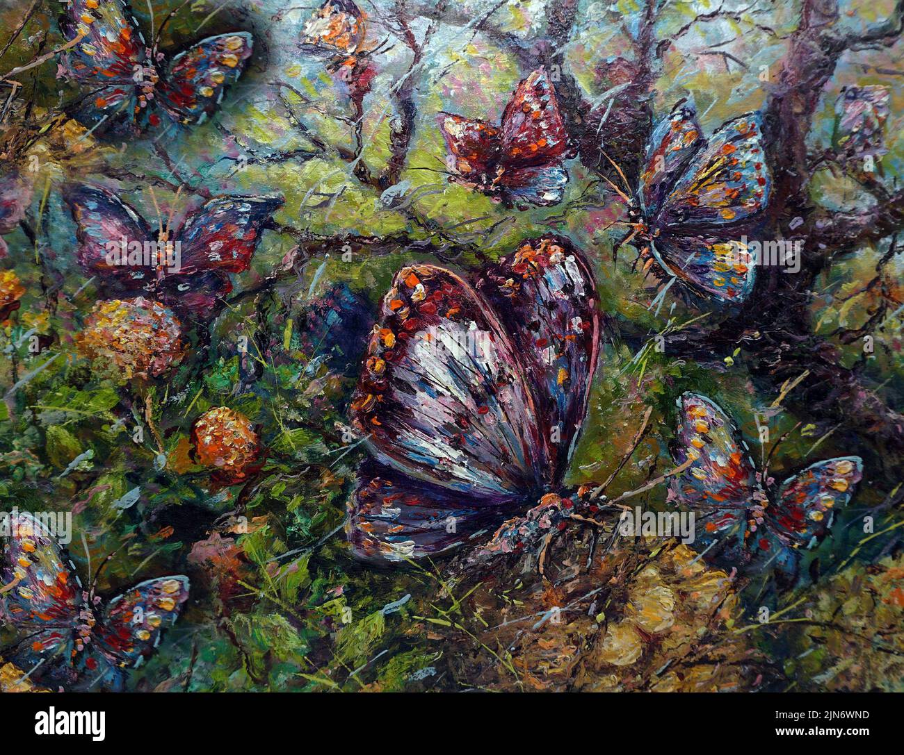 Art Oil painting color The butterfly , insect Stock Photo - Alamy