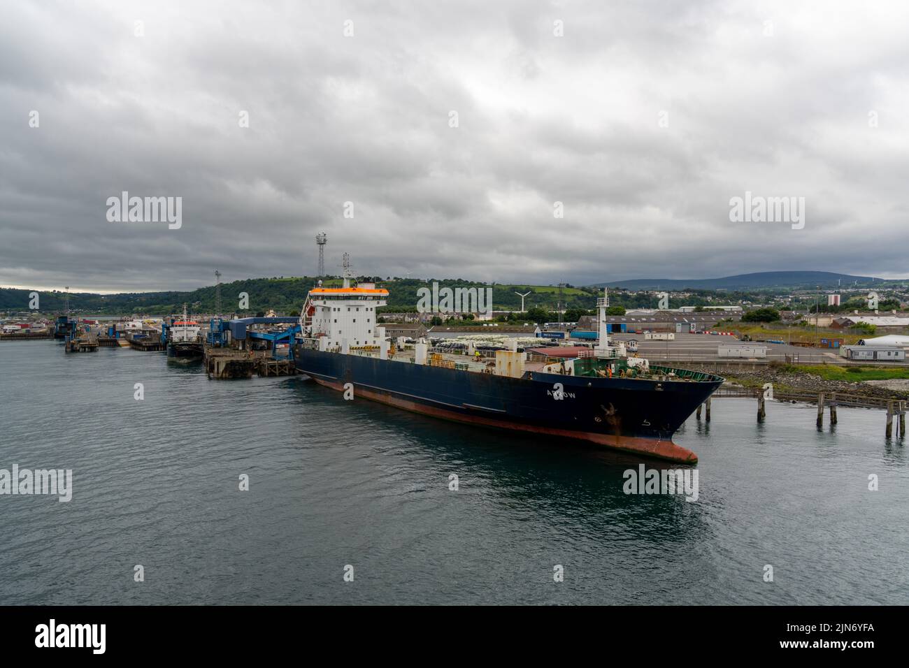 Larne, United Kingdom - 6 July, 2022: view of the industrial port and ...
