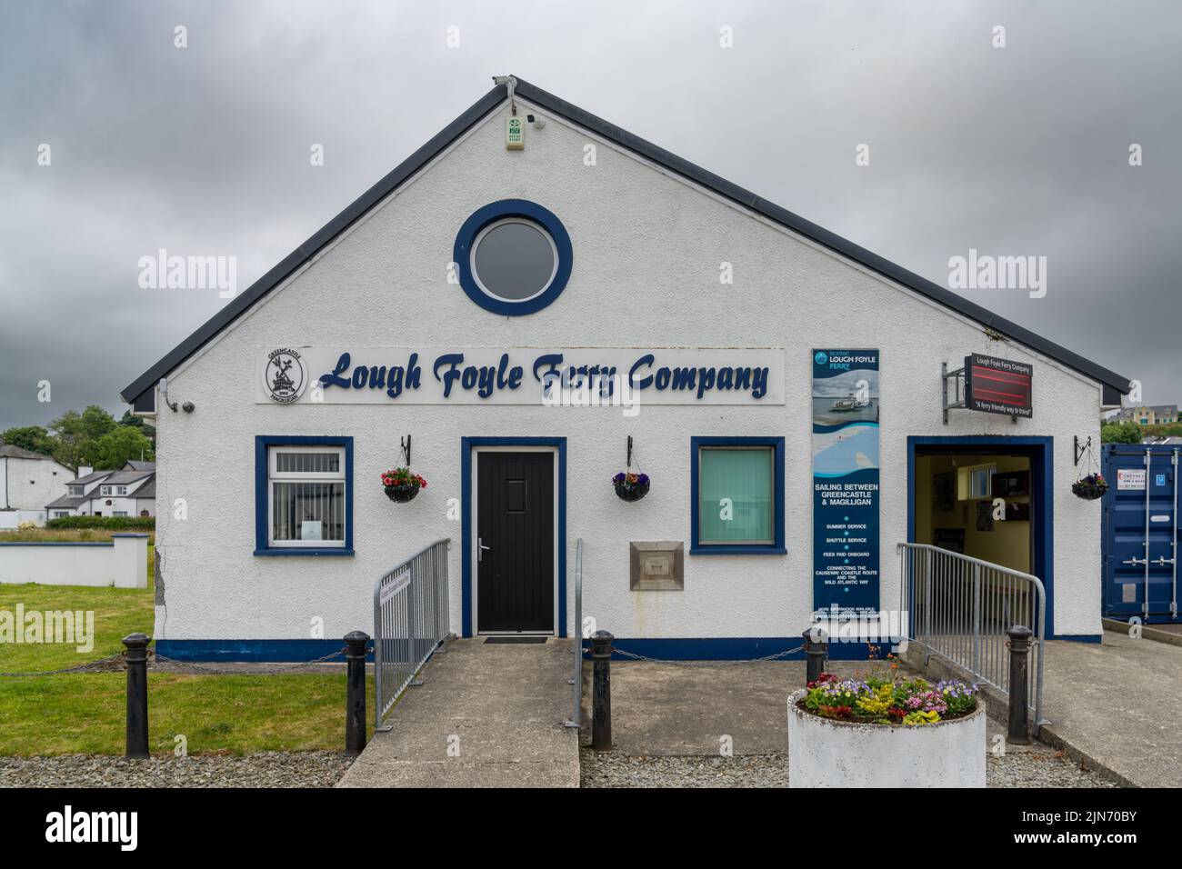 Greencastle, Ireland - 9 July, 2022: view of the Lough Foyle Ferry ...