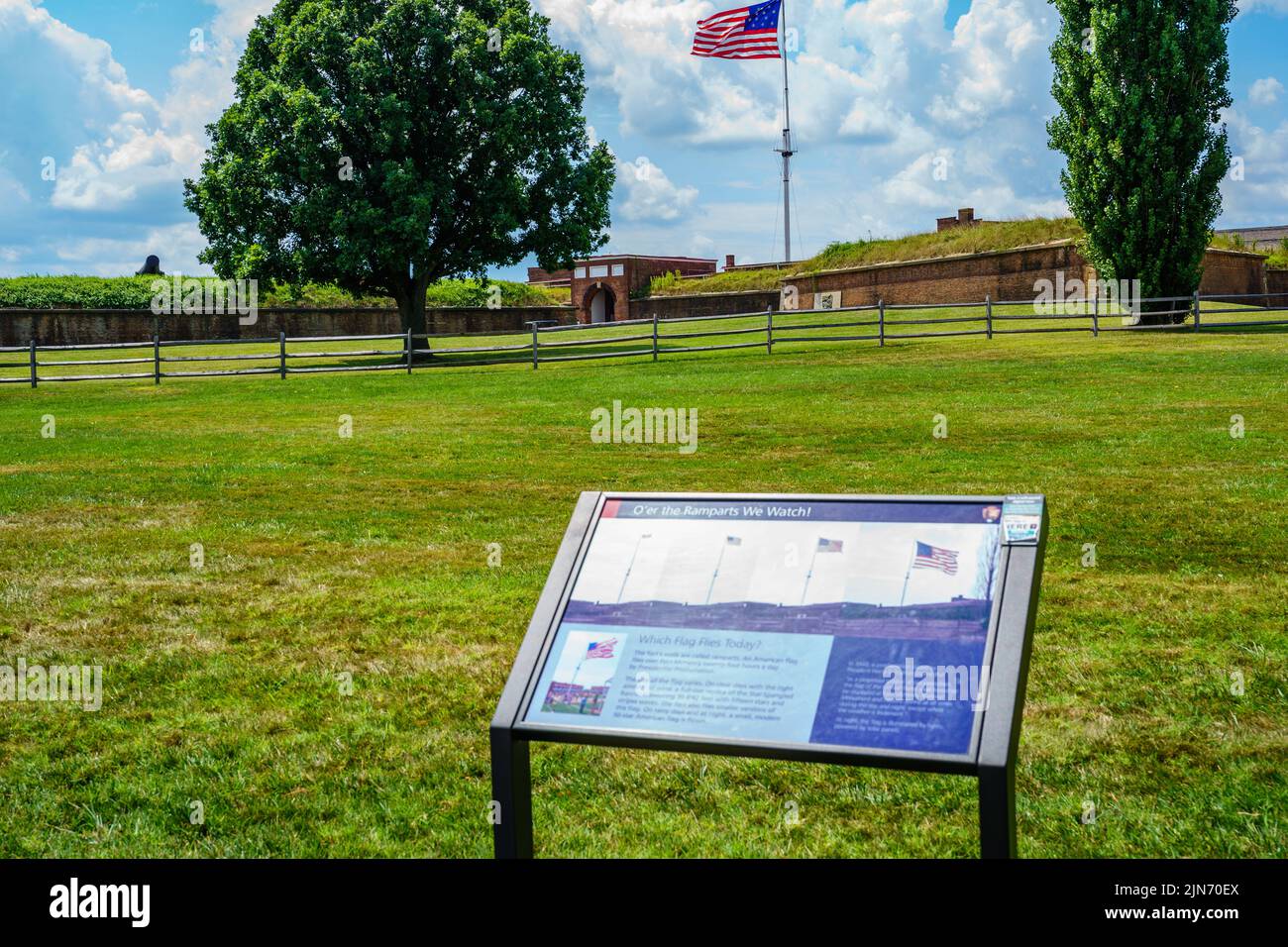 Baltimore, MD, USA – August 2, 2022: Landscape at Fort McHenry National ...