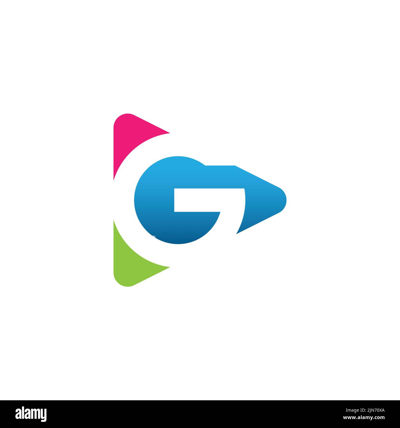 Colorful initial G letter digital media logo vector. Play button symbol ...
