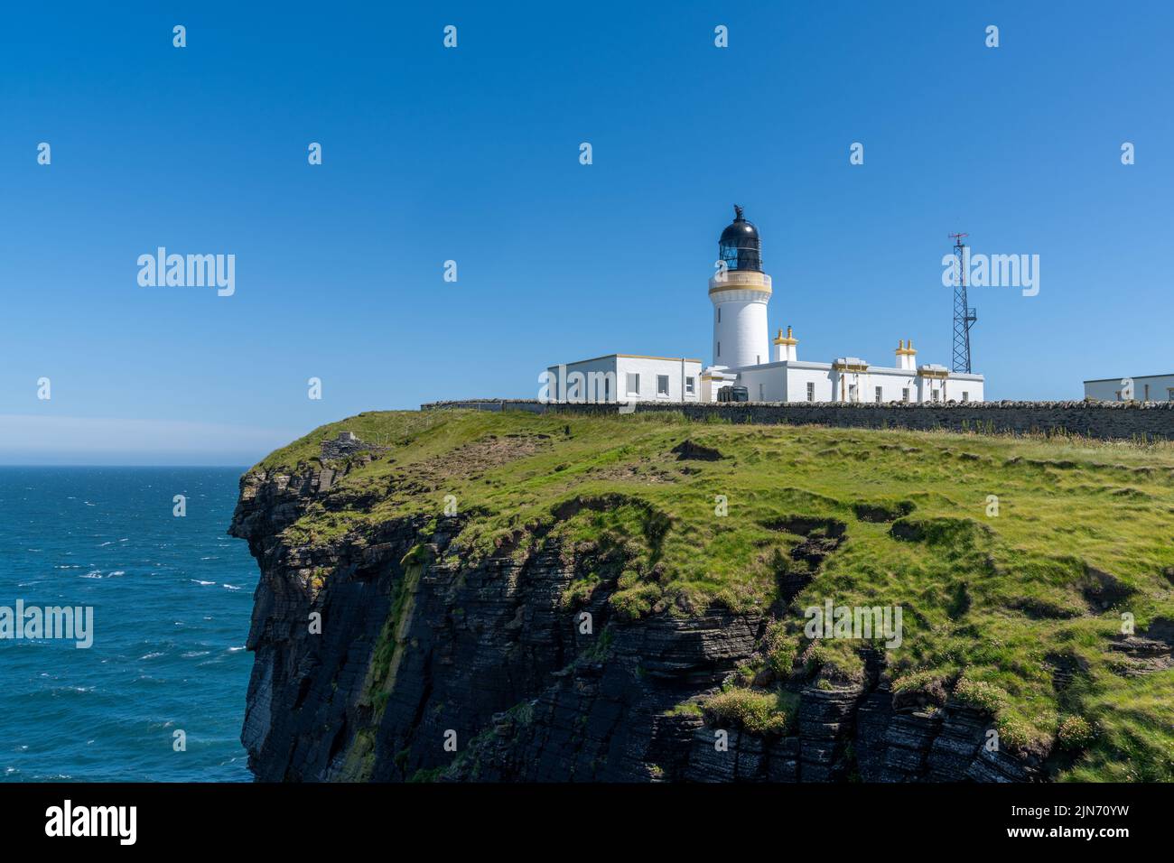 Wick, United Kingdom - 26 June, 2022: view of the Noss Head Lighthouse ...