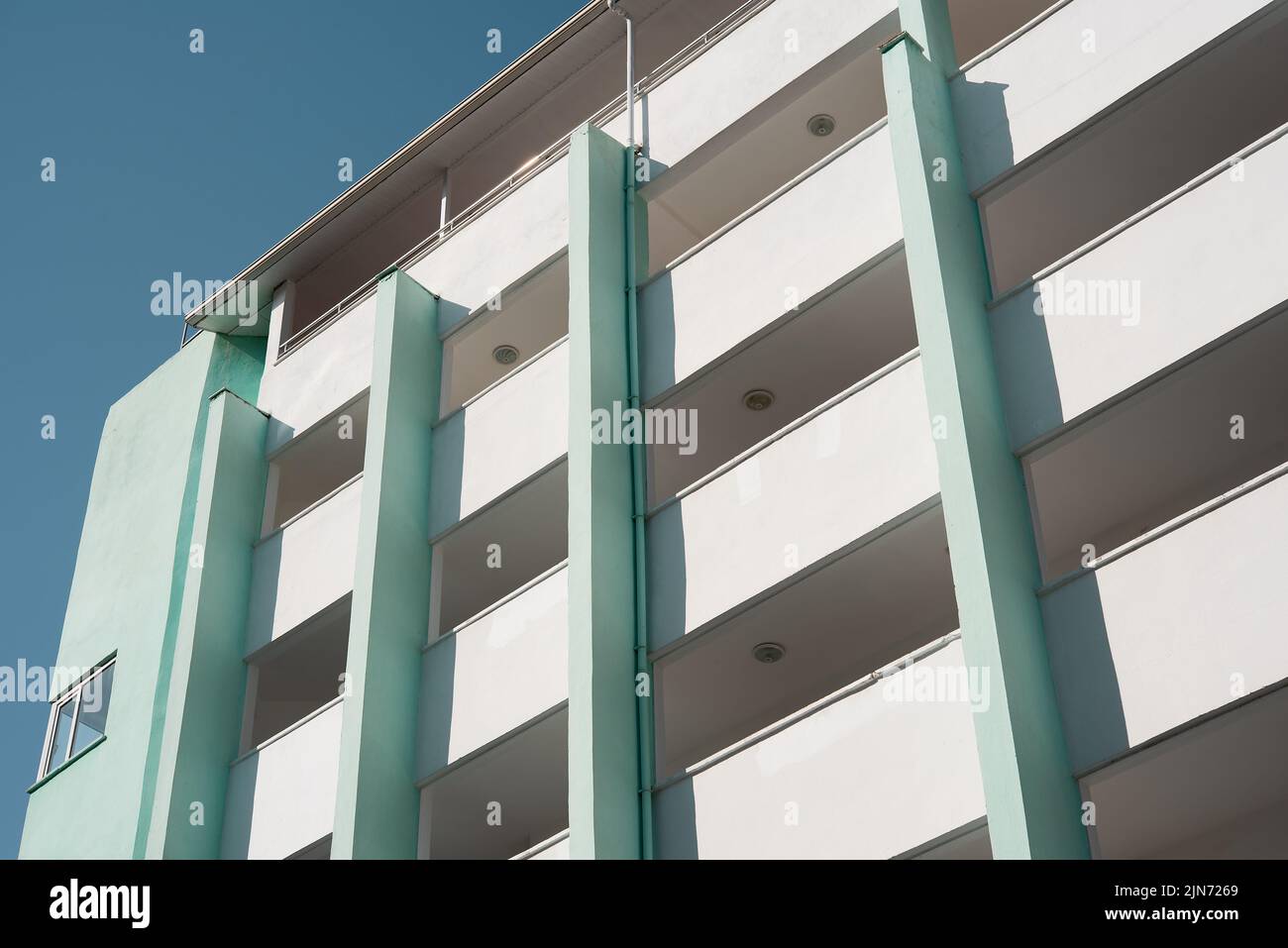 New residential apartment building with large balconies. Houses of ...