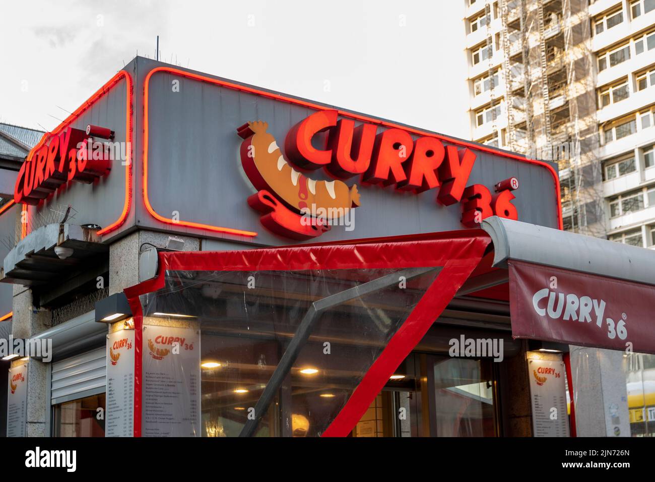 Curry 36 fast food hot dog stall in Berlin, Germinay Stock Photo - Alamy