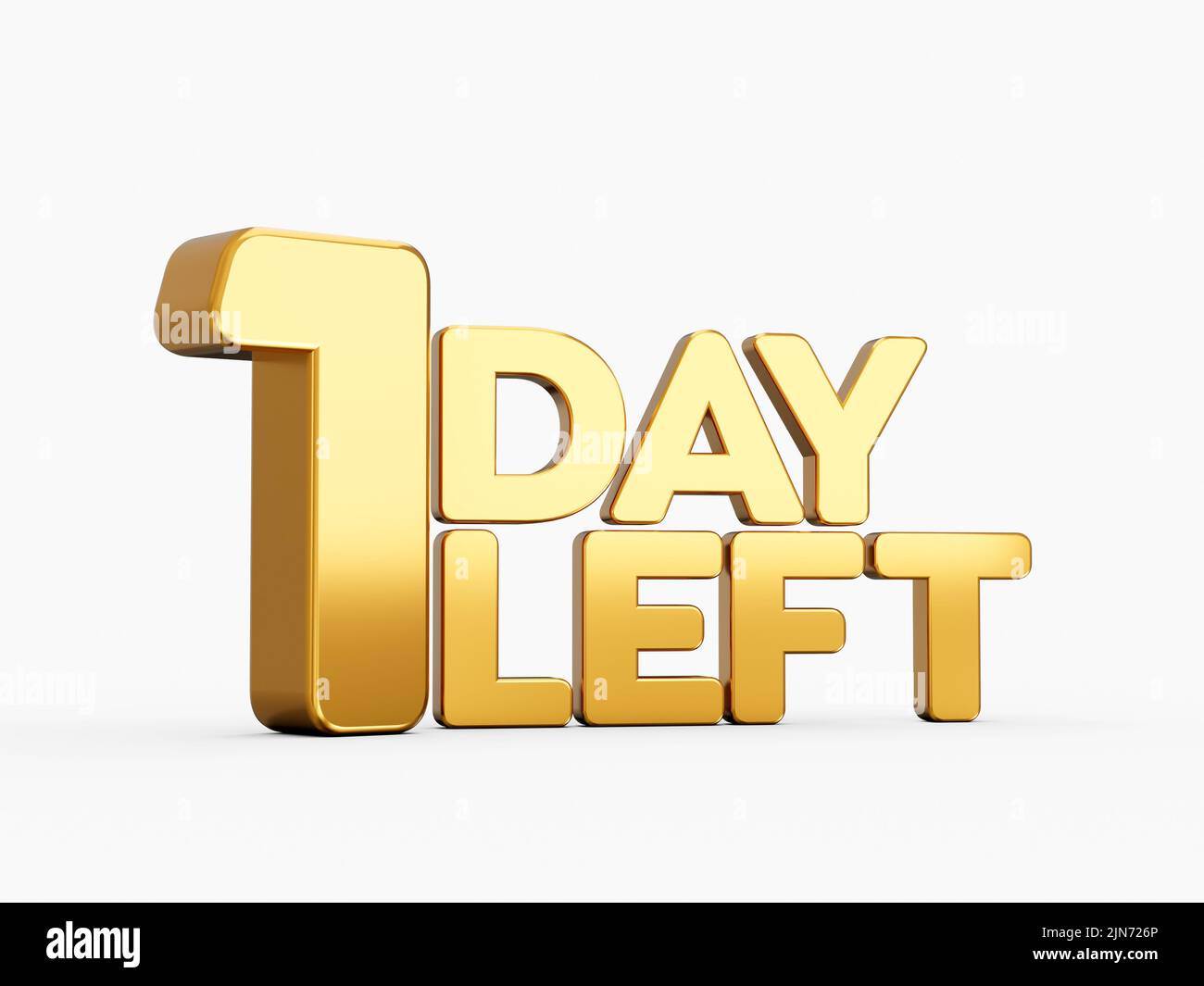 3d illustration of one day left symbol beige background with shadow for ...
