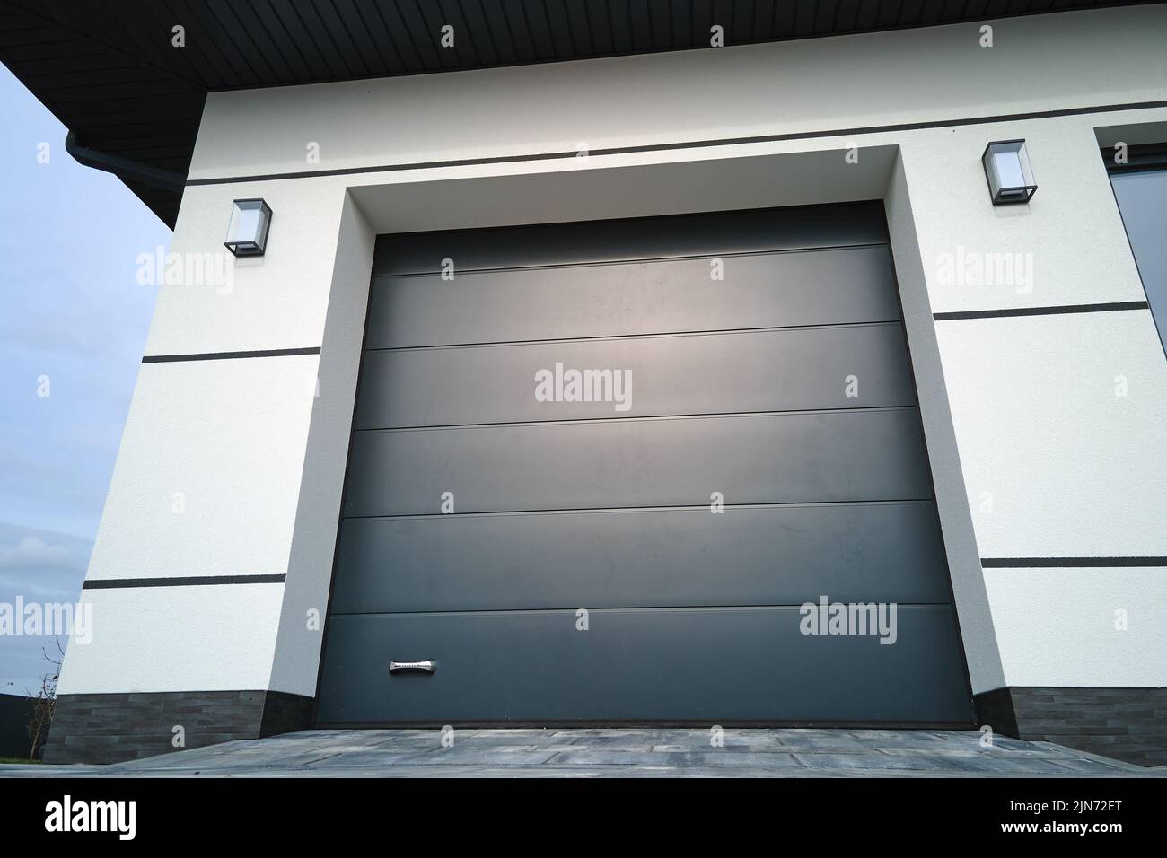 Automatic electric roll-up commercial garage gate or push-up door in ...