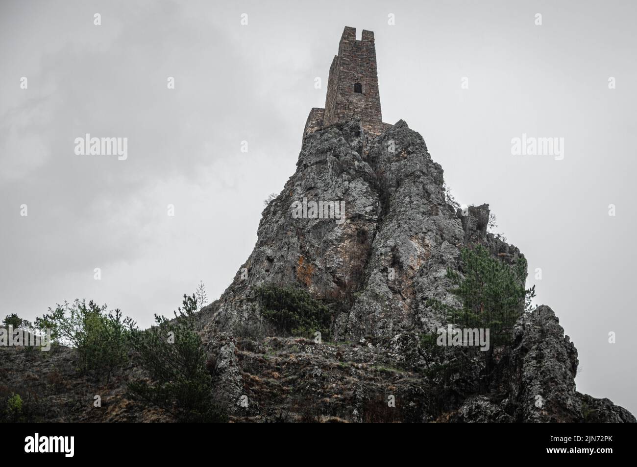 Vovnushki. Medieval guard tower built at the top of the mountain ...
