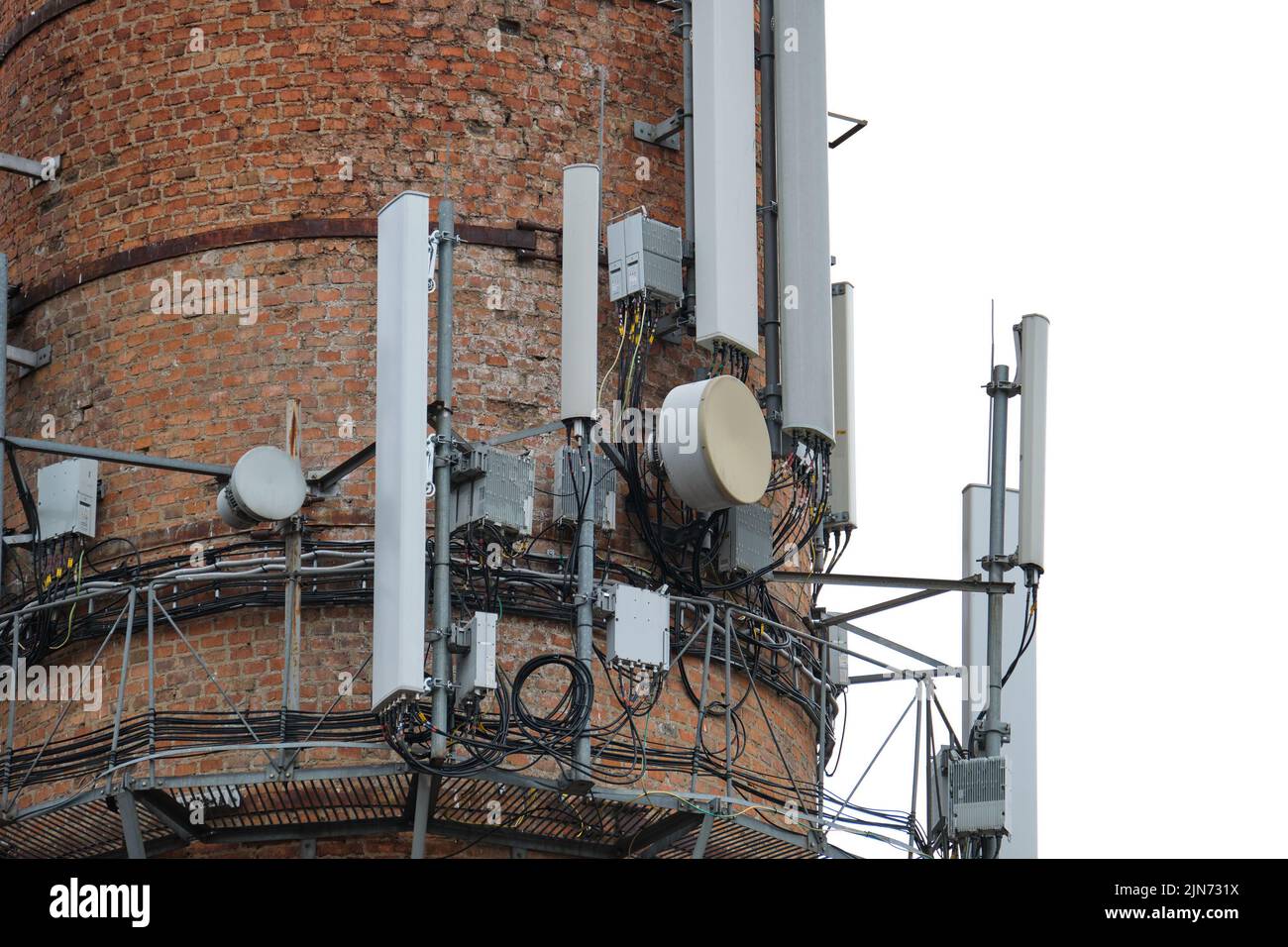 Closeup and detailed view of various GPS, cellphone, 3G, 4G and 5G ...