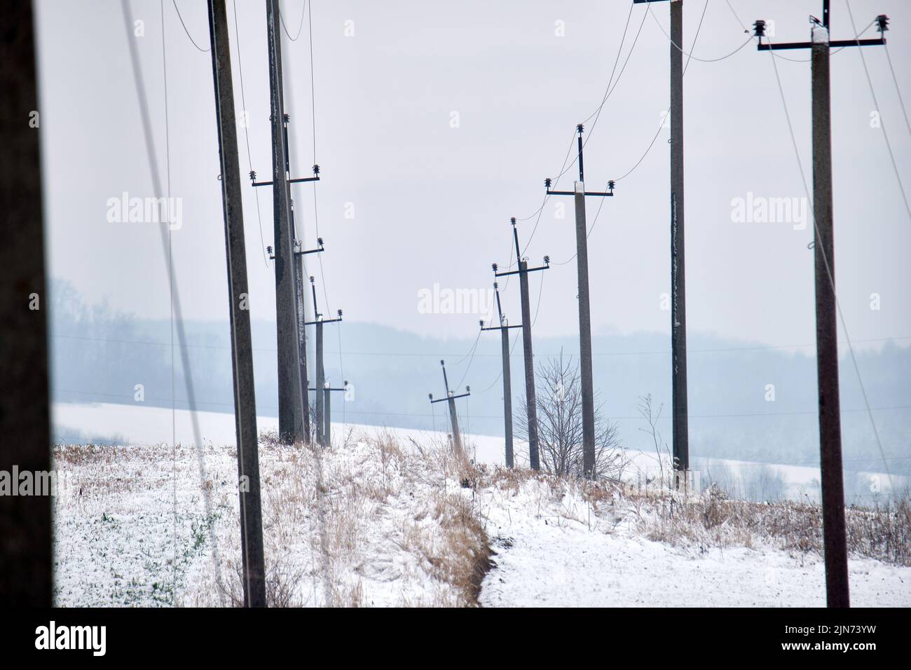 High voltage tower with electric power lines transfening electrical ...