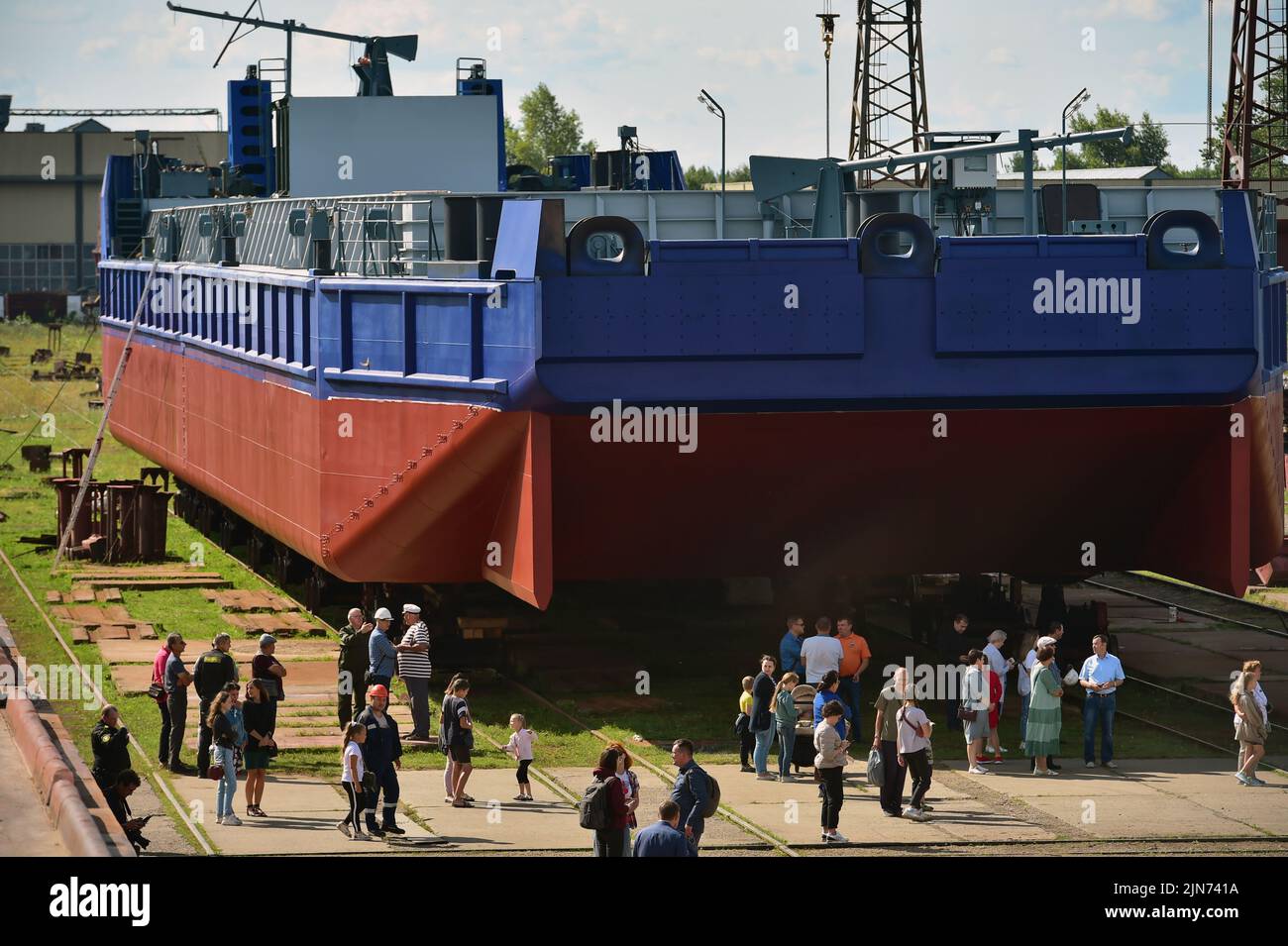 The ceremony of launching the first of ten offshore barges built by the ...