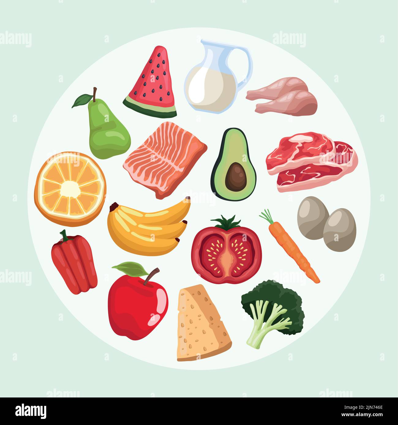 healthy food in circle Stock Vector Image & Art - Alamy