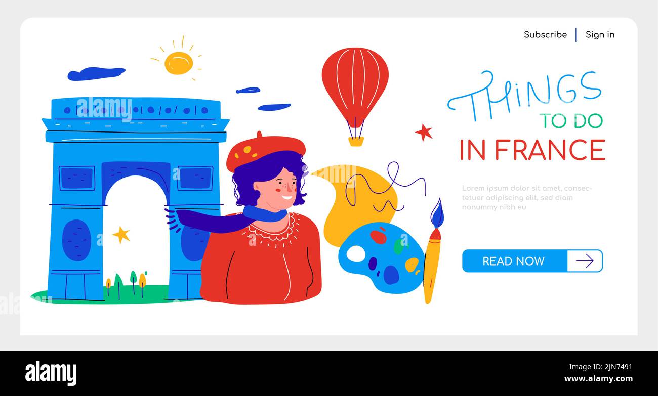 Things to do in France - flat design style banner Stock Vector Image ...
