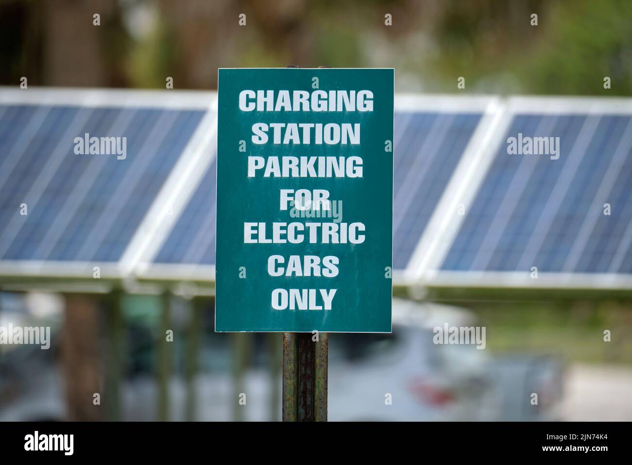 Sign for electric plug-in cars only charging with electricity from ...