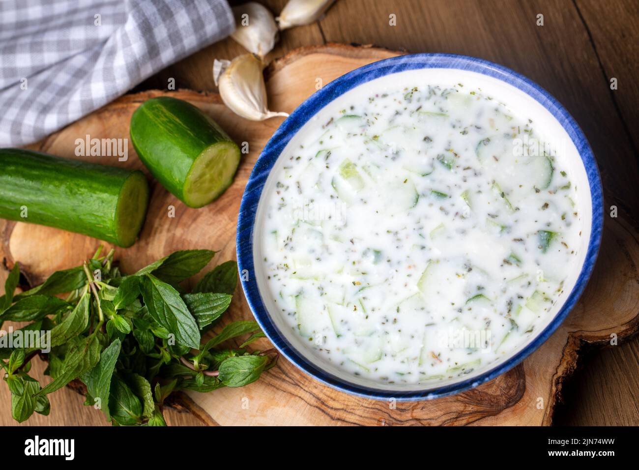 Traditional delicious appetizer; tzatziki (Turkish name; cacik Stock ...
