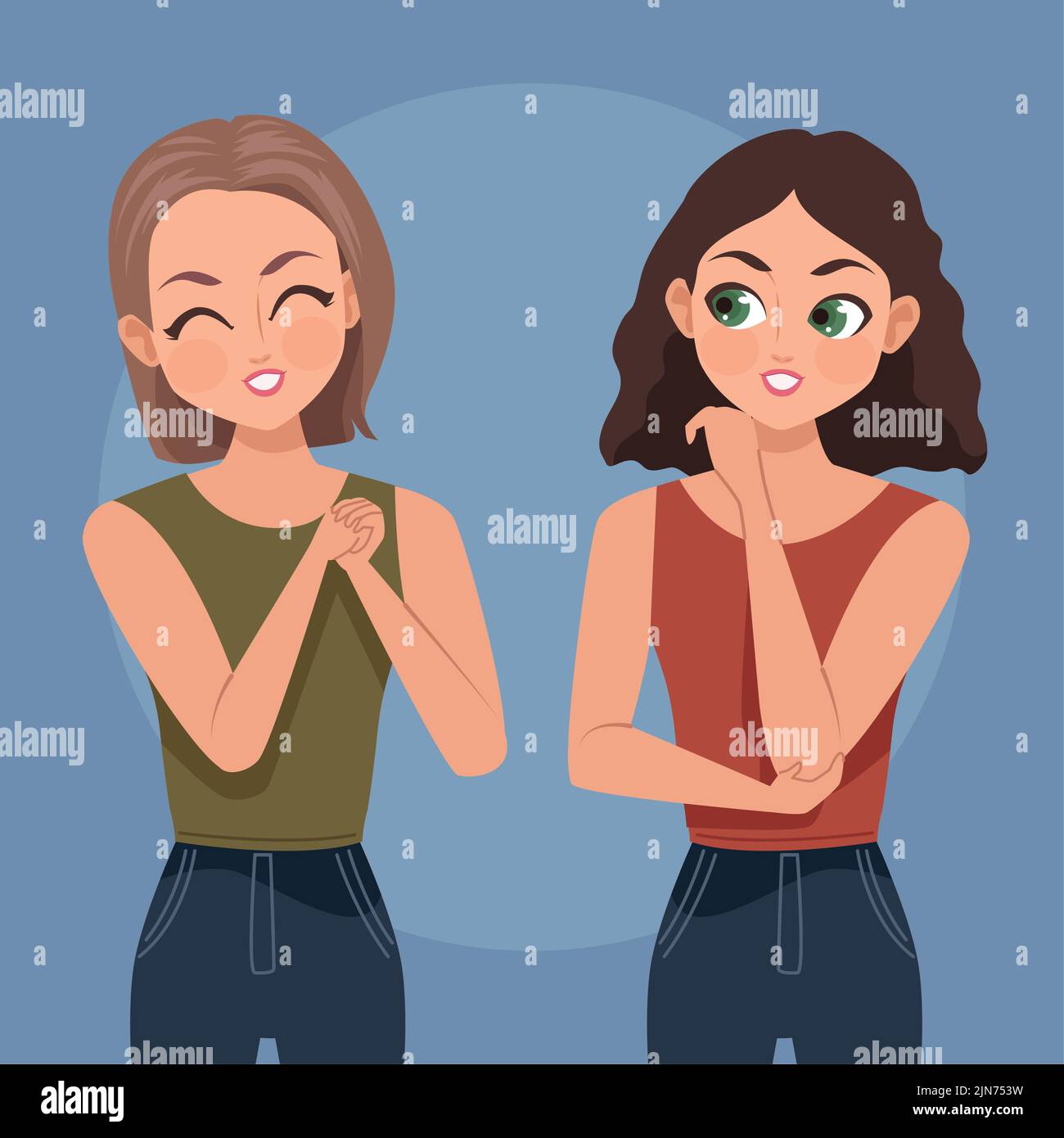 two young girls Stock Vector Image & Art - Alamy