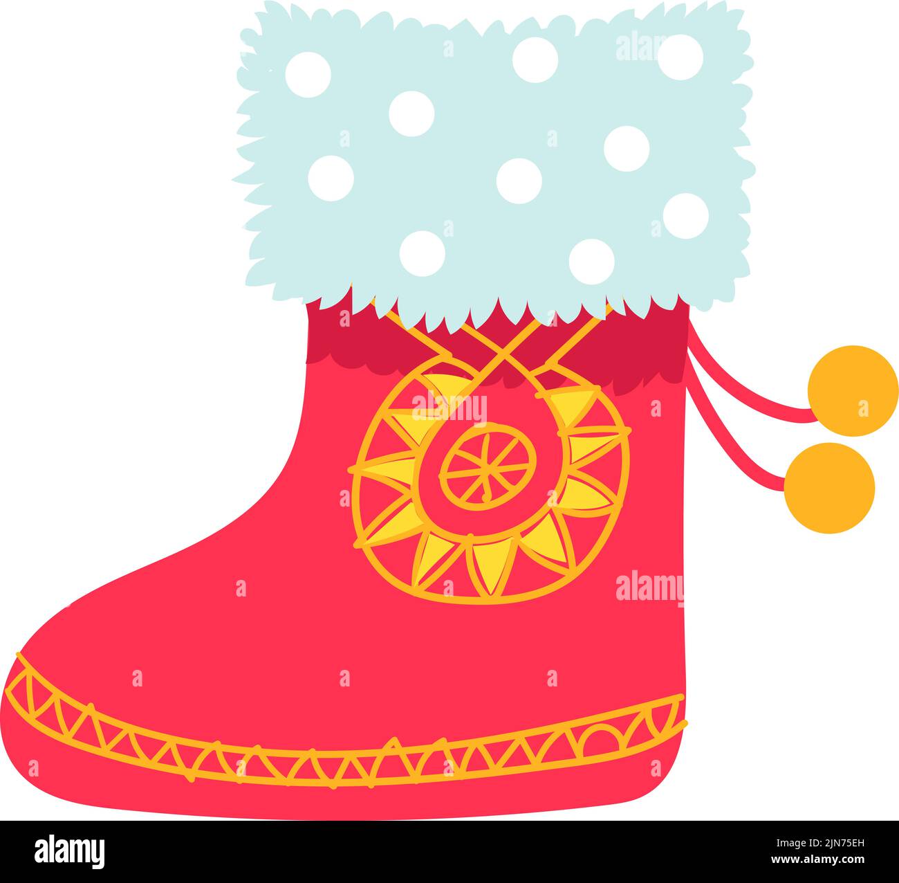 Winter boot icon. Warm fur shoe. Red holiday symbol Stock Vector Image ...