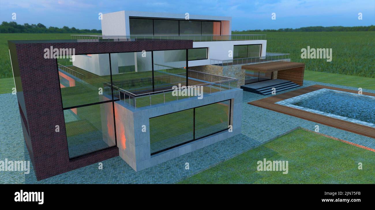 Non-standard house design. The window goes around the terrace. Around ...