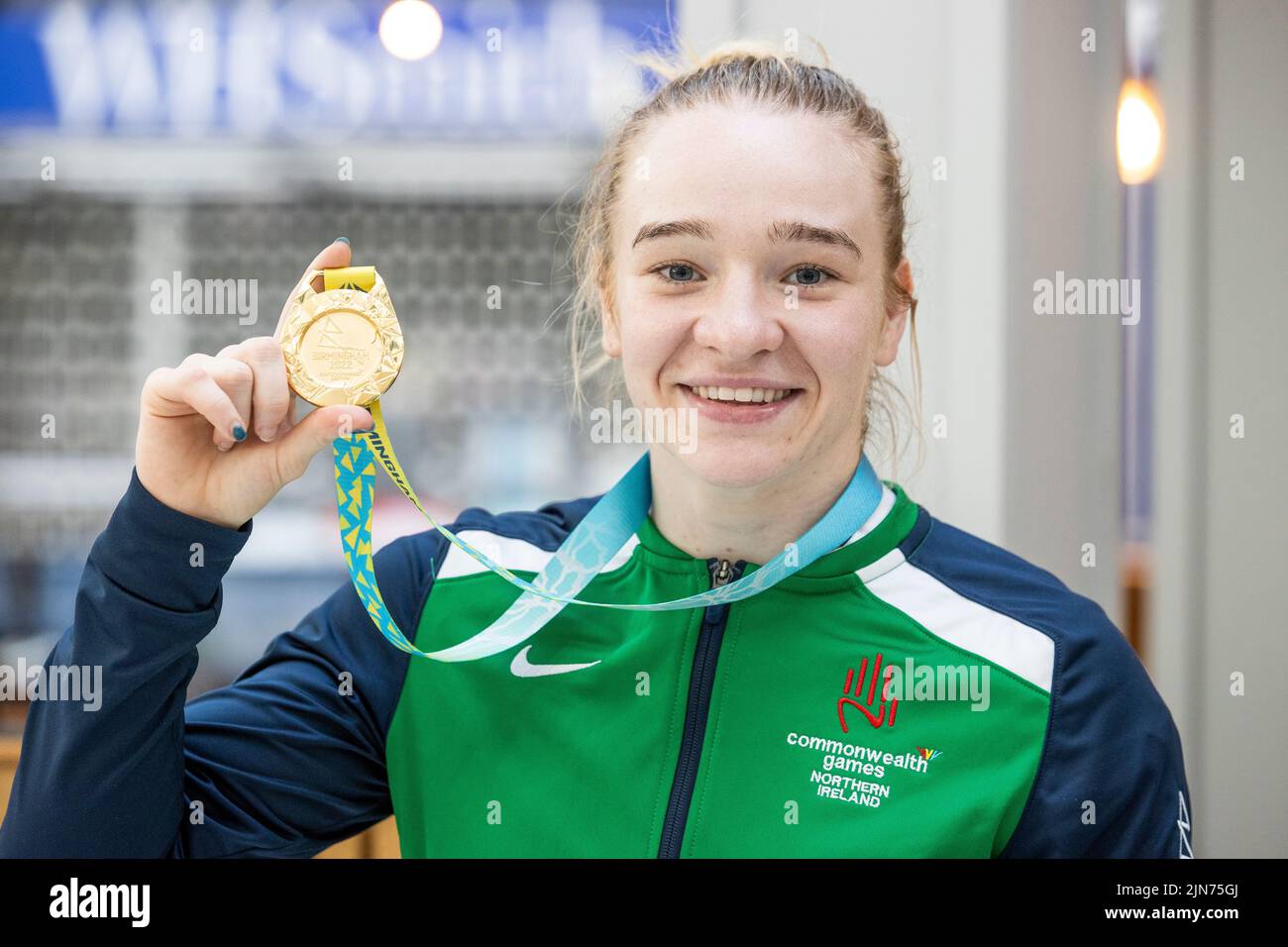 Amy Broadhurst with her winning Gold medal in Boxing from Birmingham ...