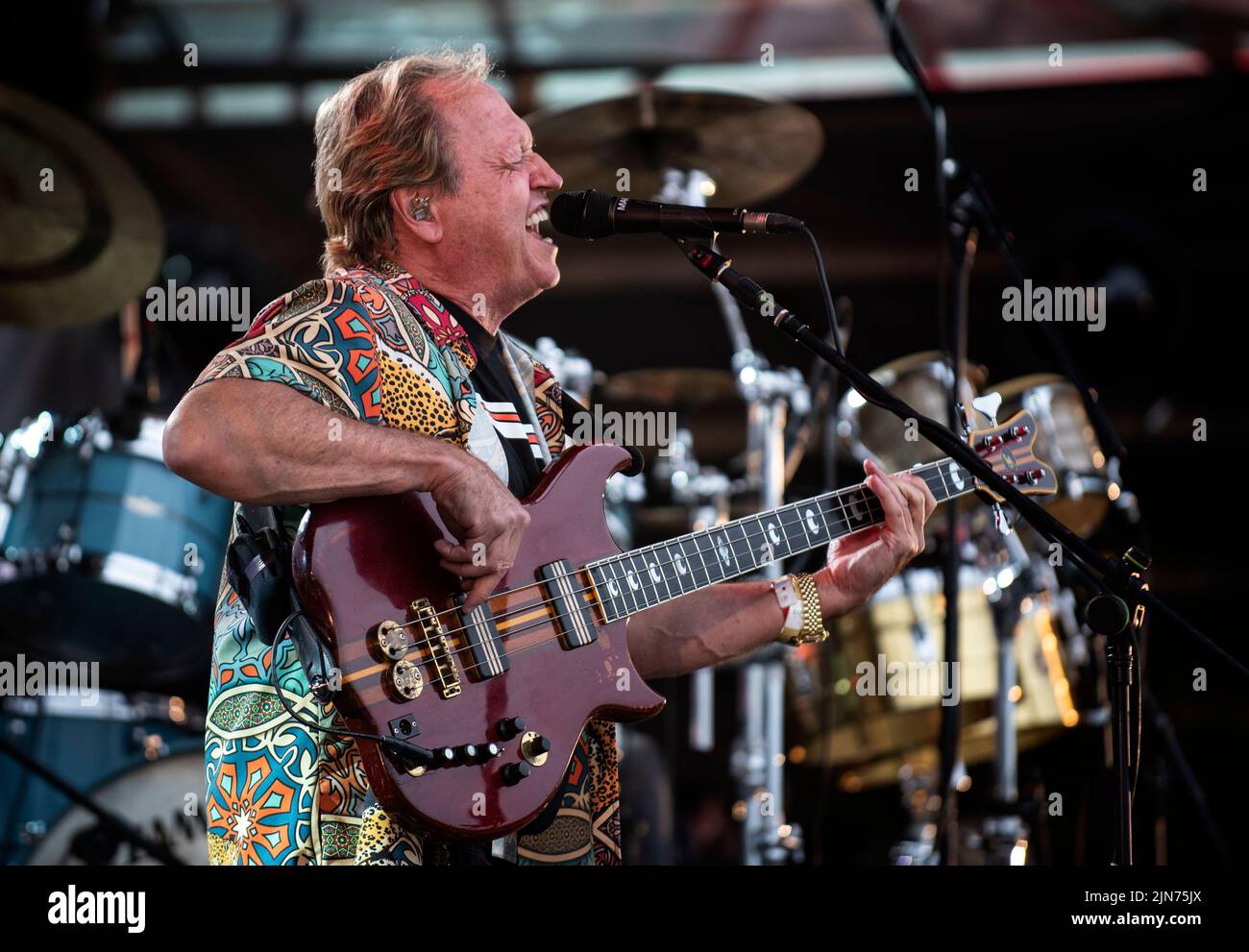 Mark King, Level 42 on stage at Lets Rock Liverpool 2022 Stock Photo ...