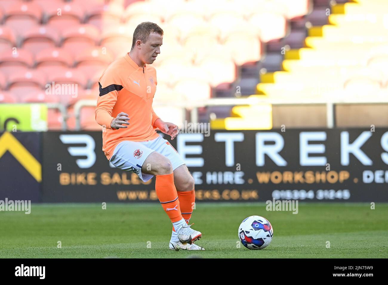 Shayne Lavery #19 of Blackpool during the pre-game warmup Stock Photo ...