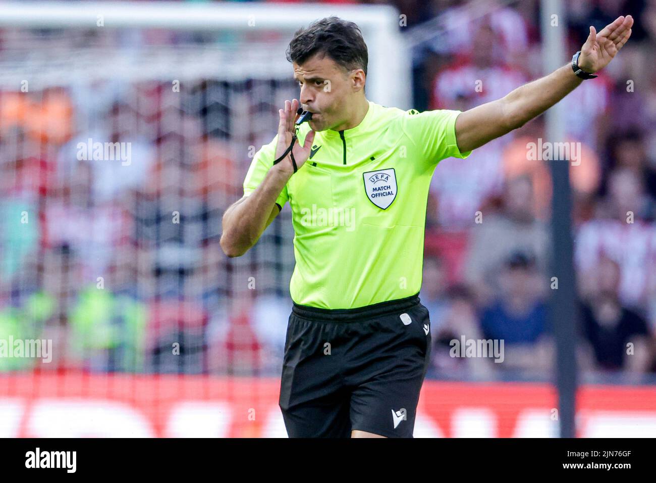 EINDHOVEN, NETHERLANDS - AUGUST 9: Referee Jesus Gil during the UEFA ...