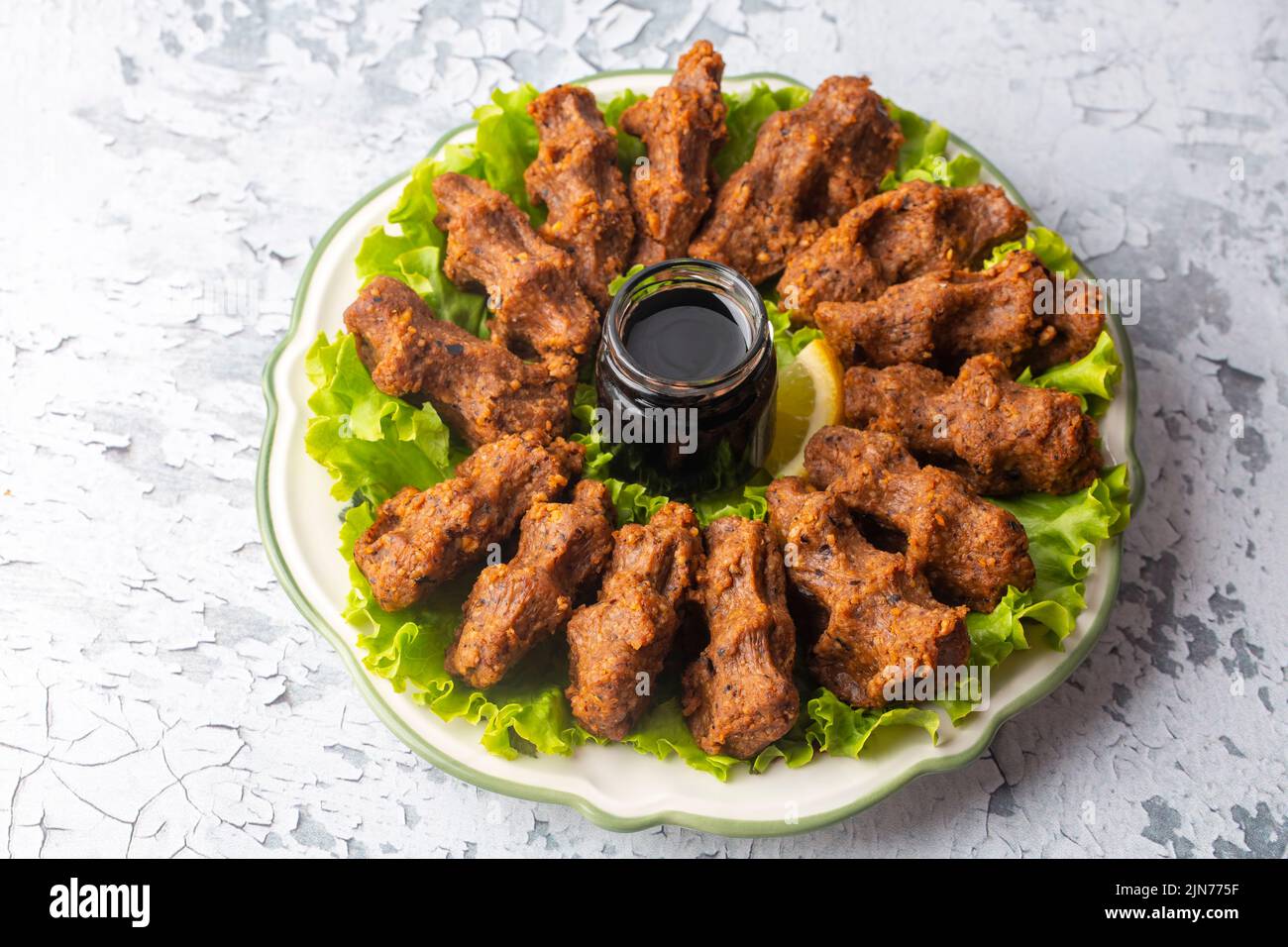 Traditional delicious Turkish food; Turkish name; Cig kofte (raw ...