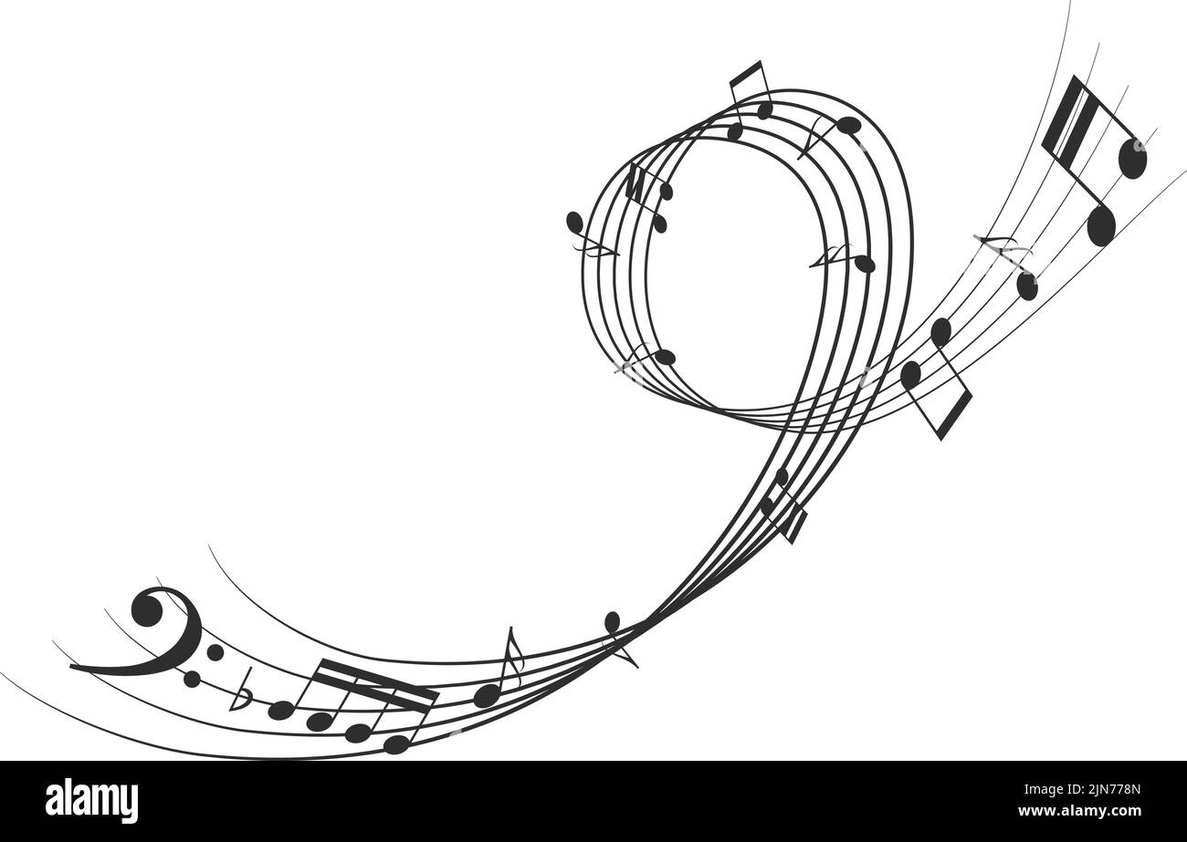 Melody tune note on line rows. Music swirl flow Stock Vector Image ...
