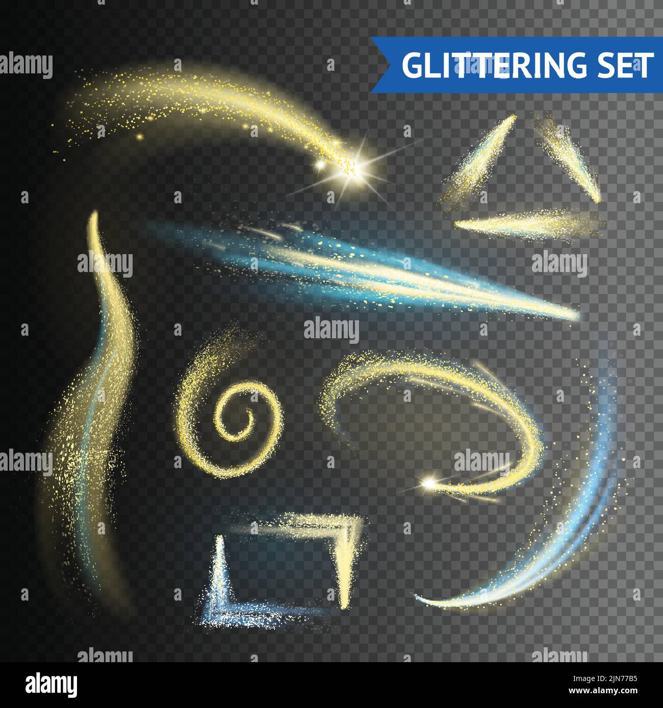 Gold sparkling glittering elements isolated on transparent background ...