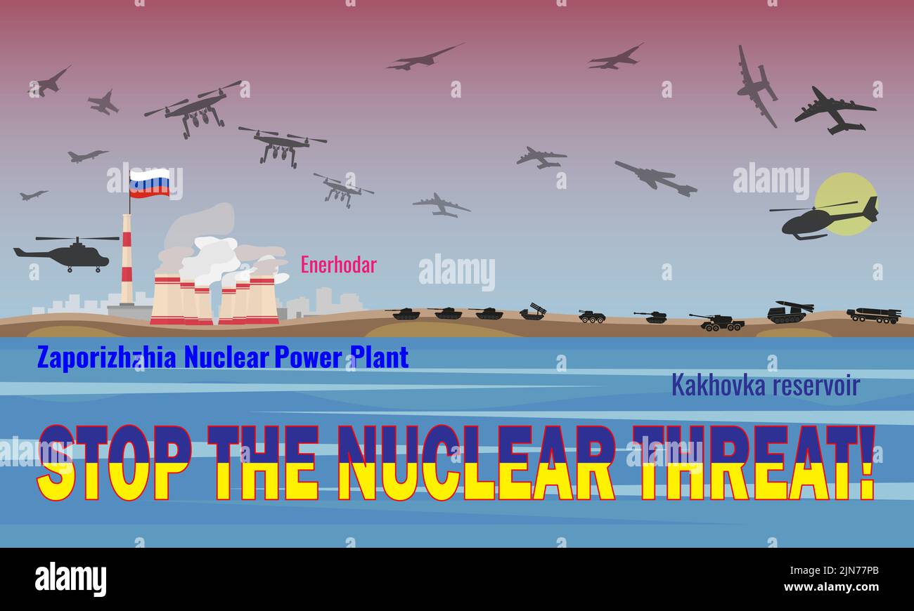 Stop the nuclear threat. Illustration. The danger of radioactive ...