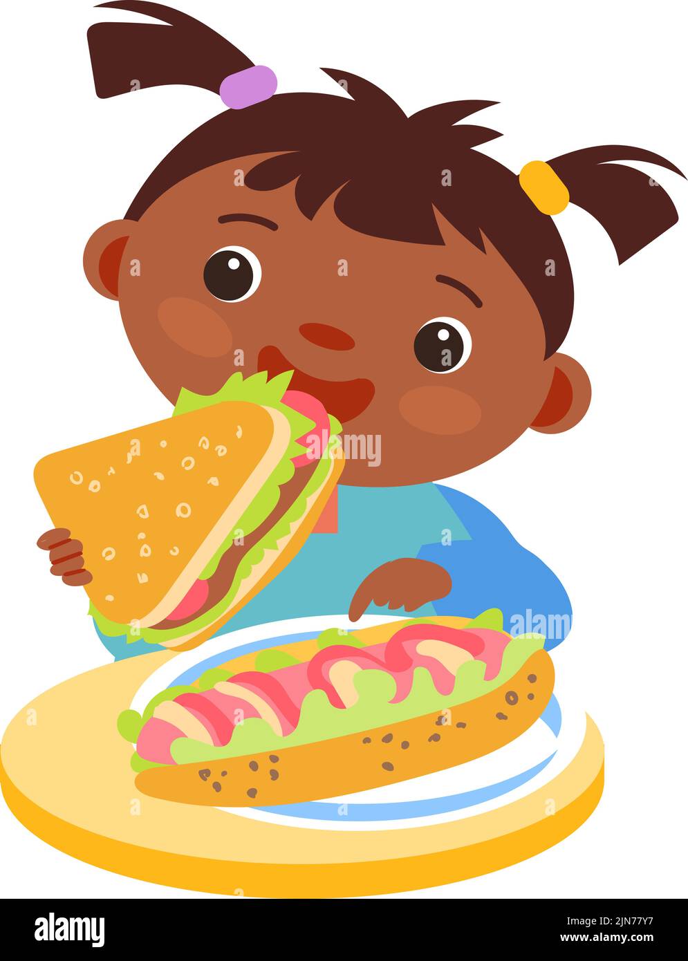 Girl eats sandwich Stock Vector Images - Alamy