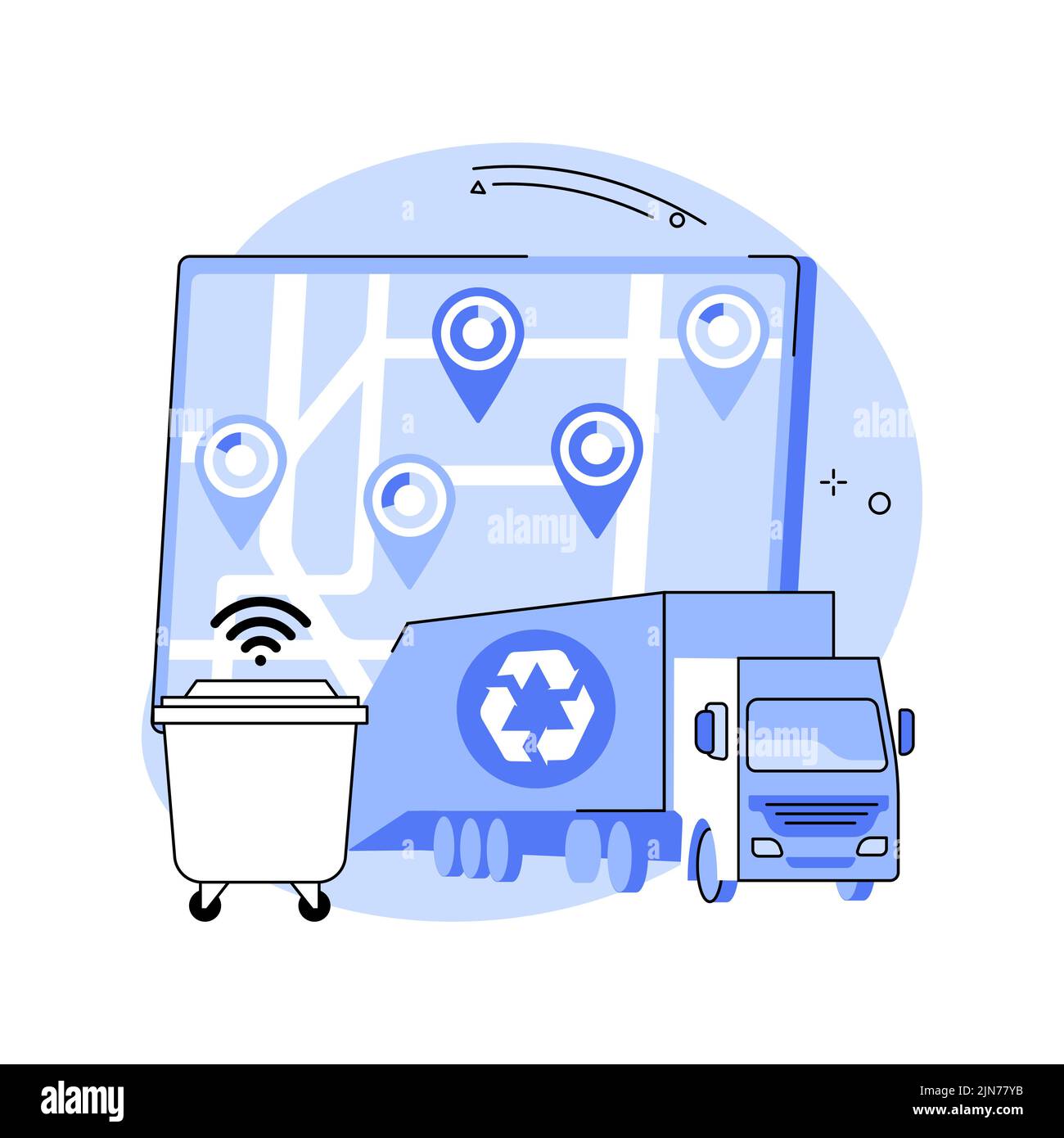 Smart waste collection isolated cartoon vector illustrations Stock ...