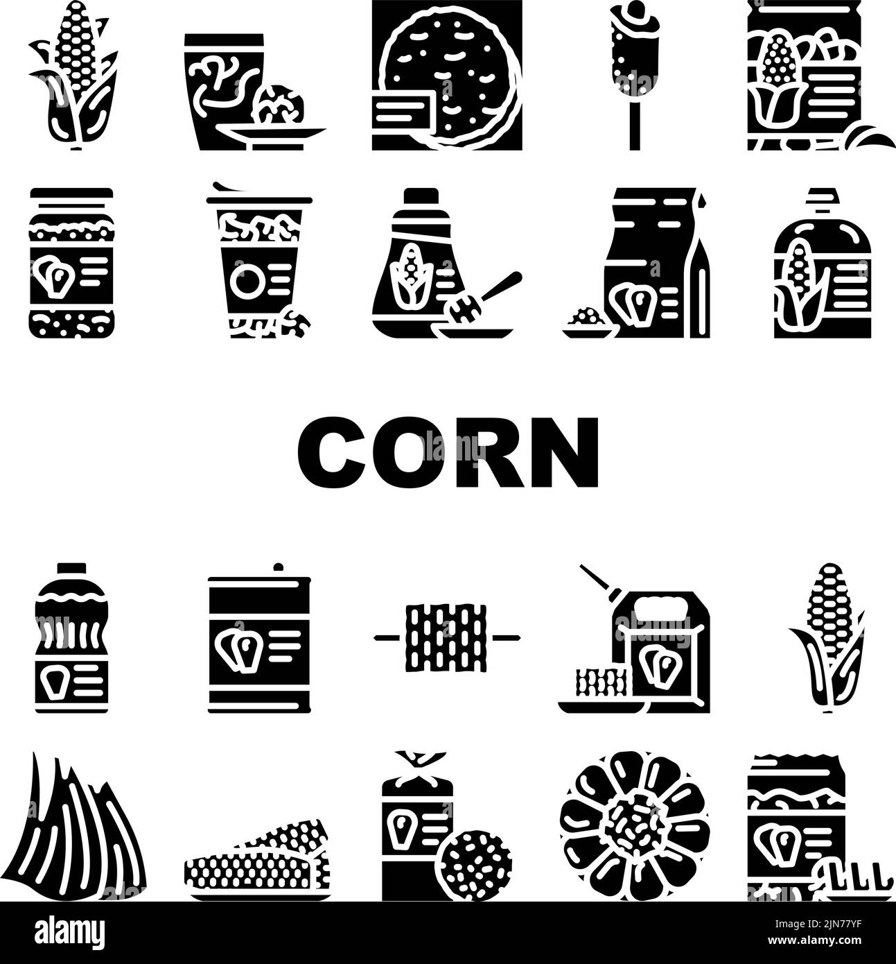 corn maize sweet plant cob icons set vector Stock Vector Image & Art ...