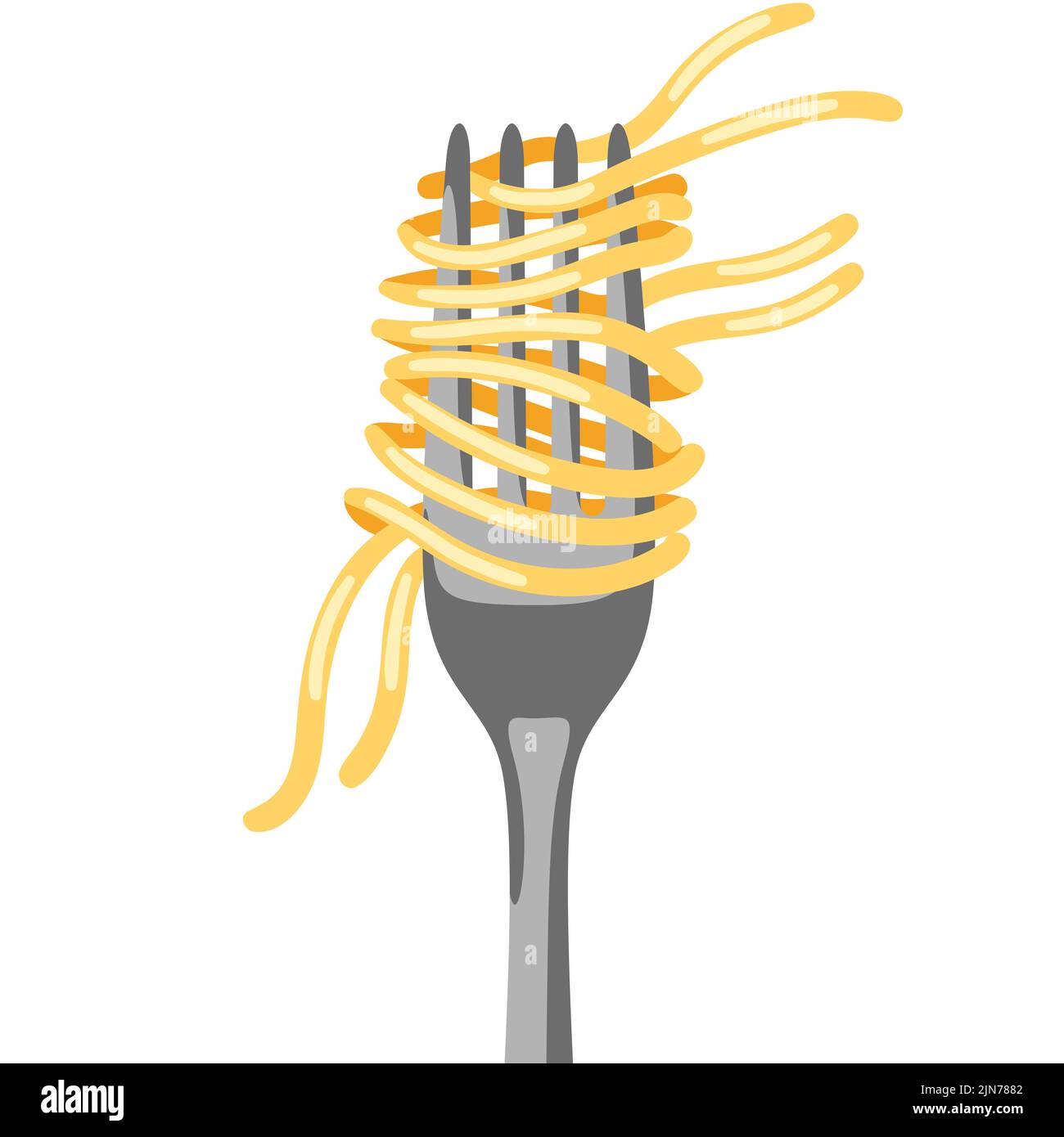 Illustration of Italian pasta spaghetti on fork. Culinary image for ...