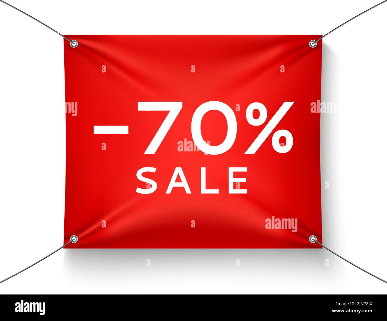 Sale banner. Realistic red cloth drapes with wrinkles Stock Vector ...