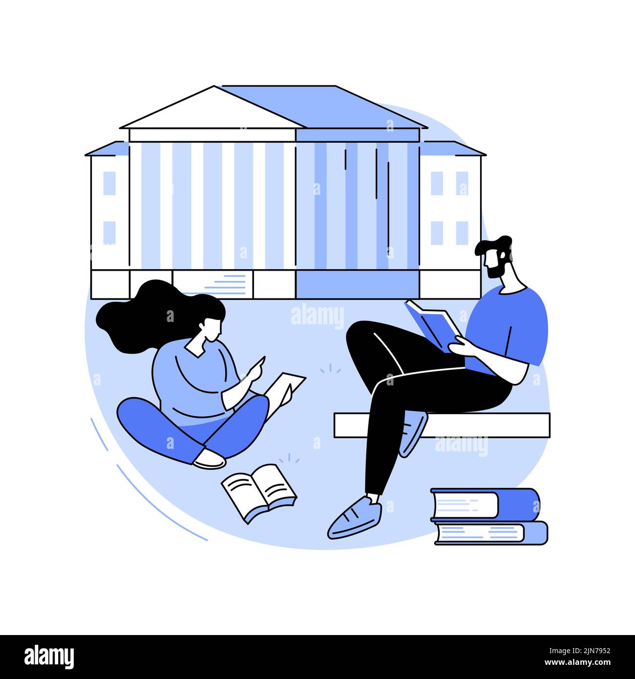 Study outdoors isolated cartoon vector illustrations Stock Vector Image ...