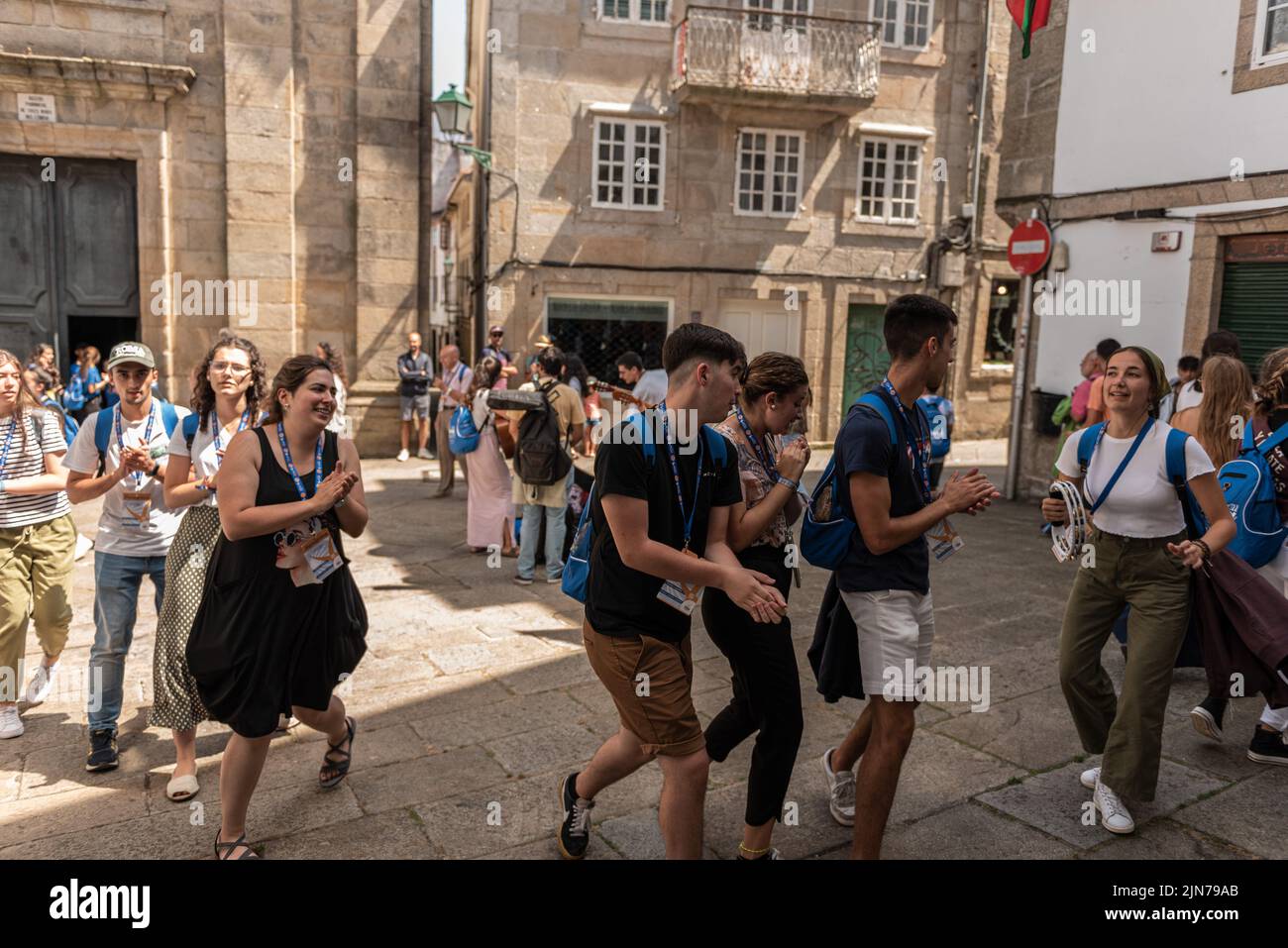 Santiago de Compostela, Spain. august 5, 2022: thousands of young ...