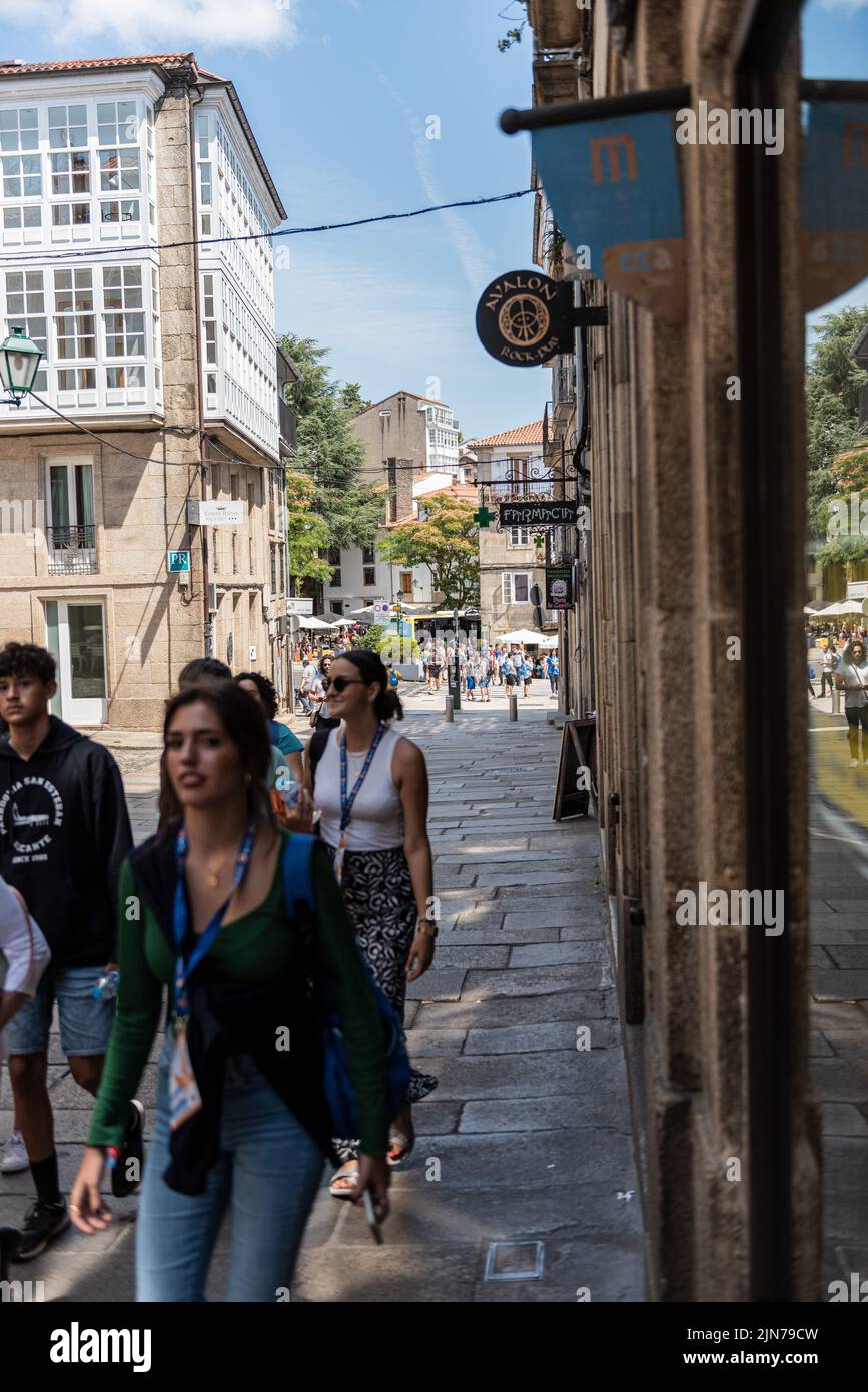 Santiago de Compostela, Spain. august 5, 2022: thousands of young ...