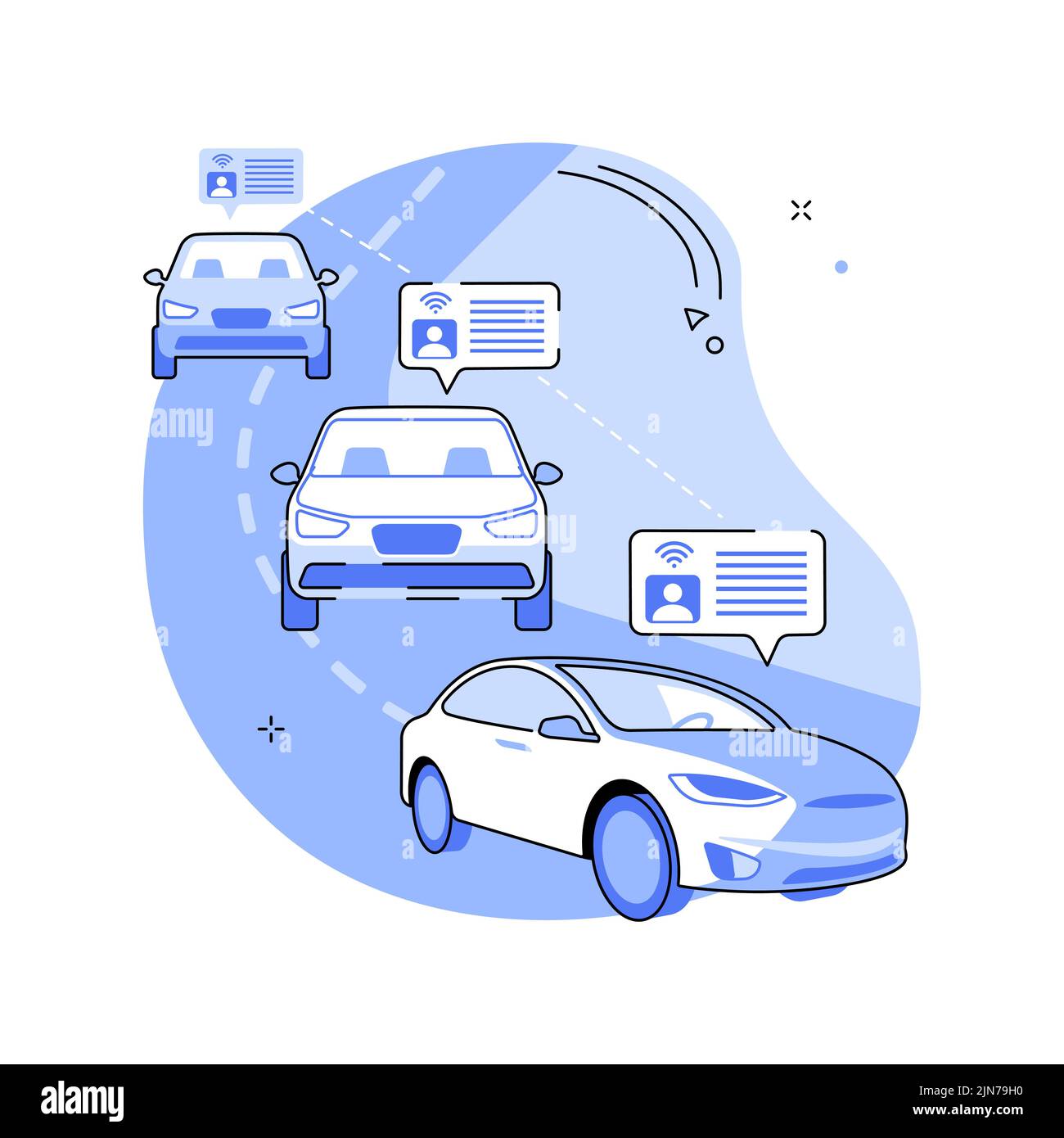 Connected vehicles isolated cartoon vector illustrations Stock Vector ...