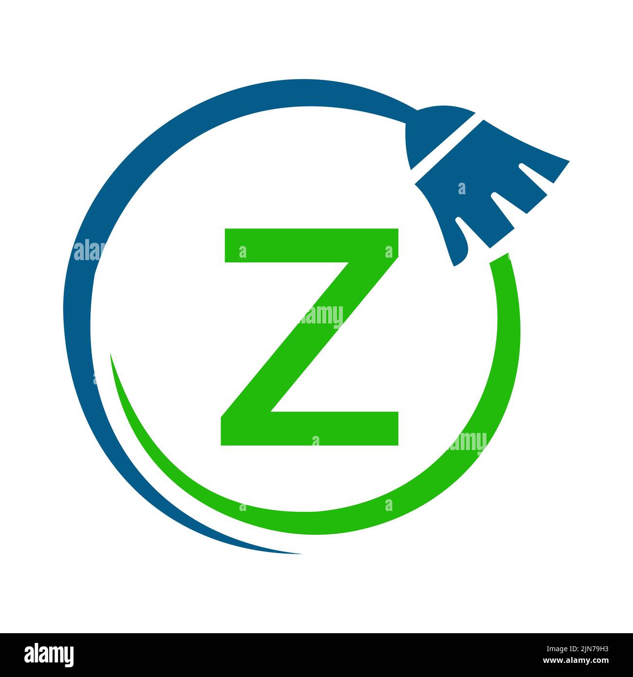 Maid House Cleaning Logo On Letter Z Concept. Maid Logo, Cleaning Brush ...